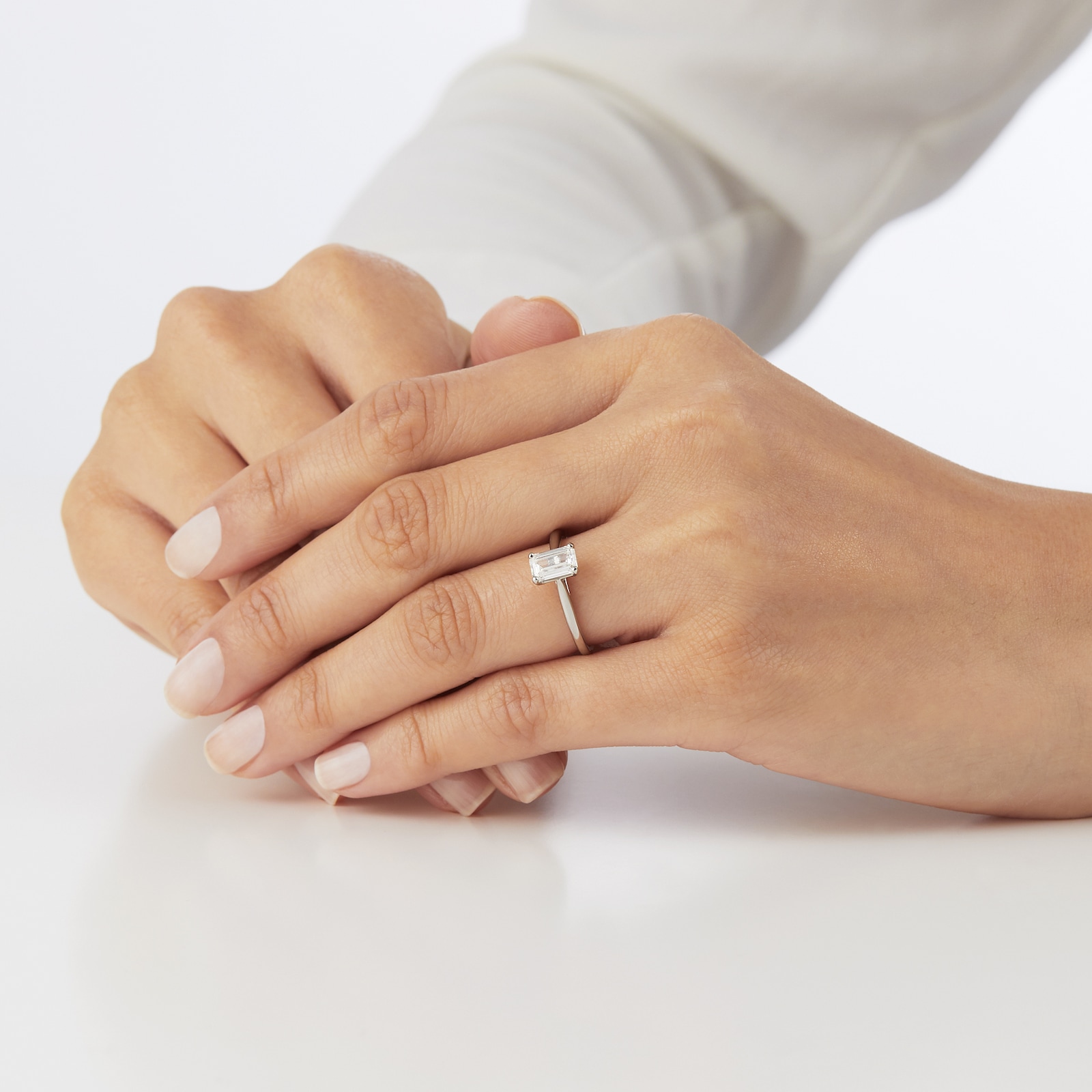 Goldsmiths Platinum Emerald Cut 1ct Diamond Elongated Engagement Ring Elongated Emerald Ring ...