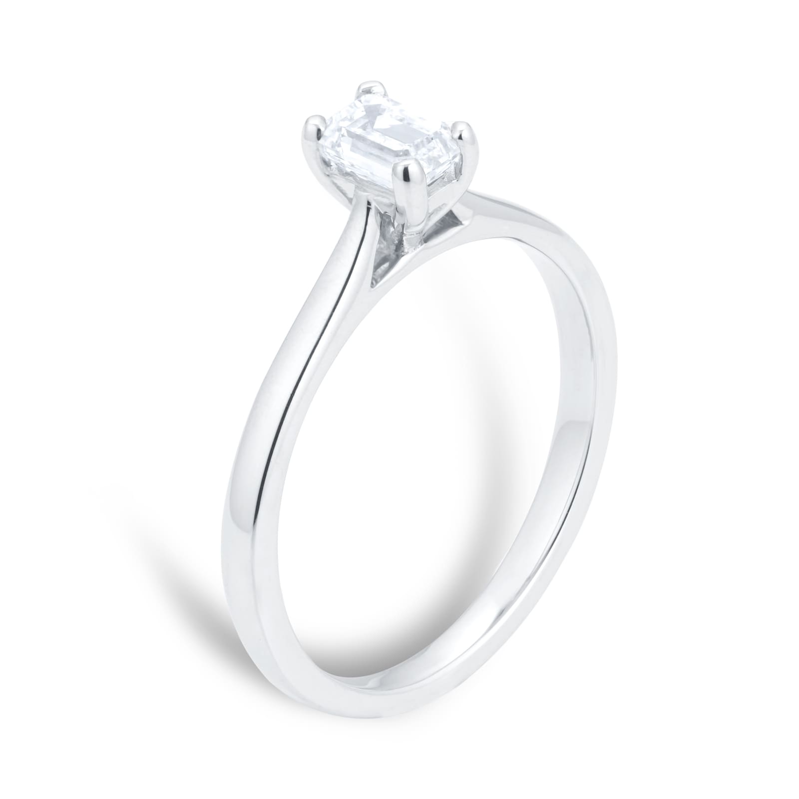 Goldsmiths Platinum 0.50ct Diamond Emerald Solitaire Engagement Ring ...
