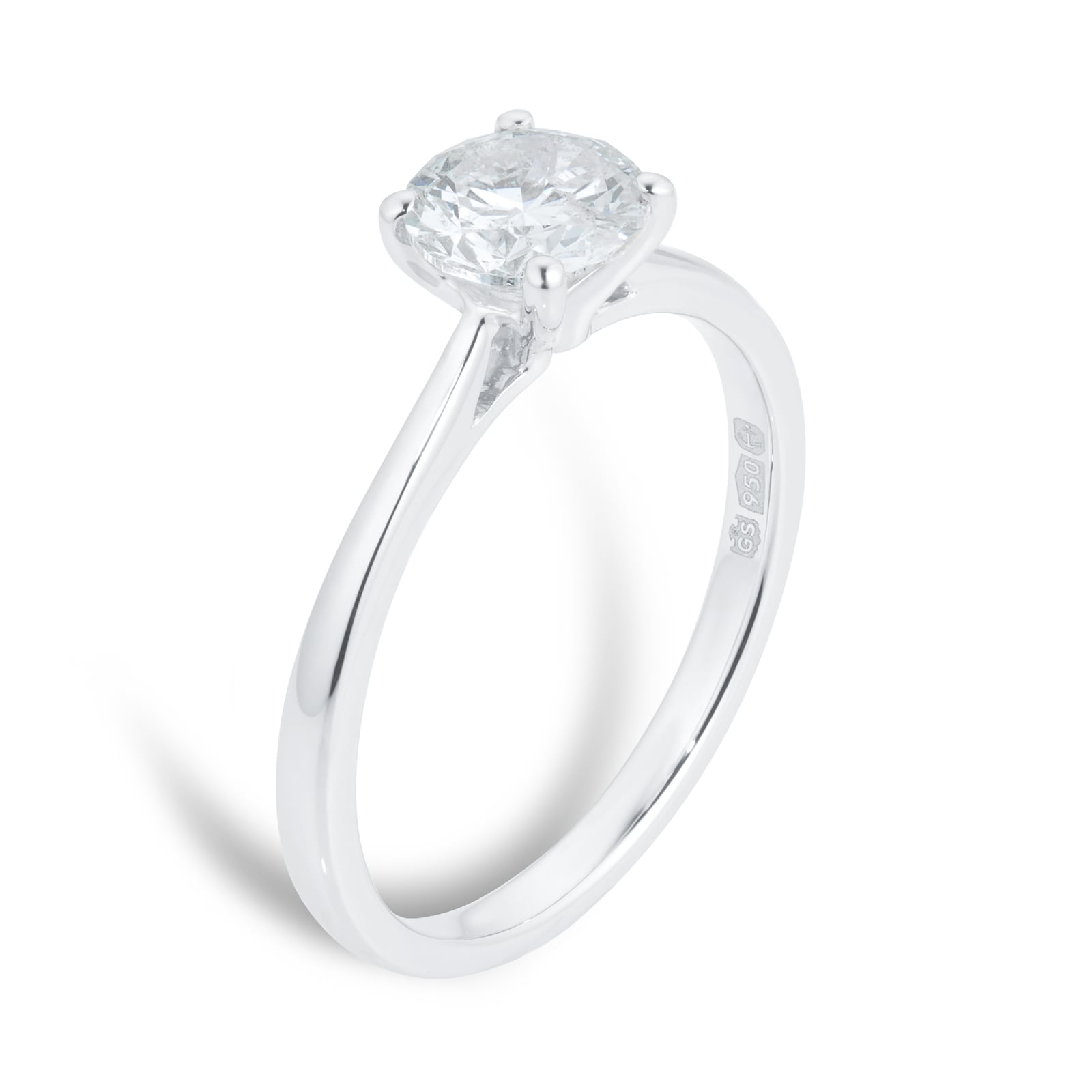 Goldsmiths Platinum 0.80ct Diamond Round Solitaire Engagament Ring ...