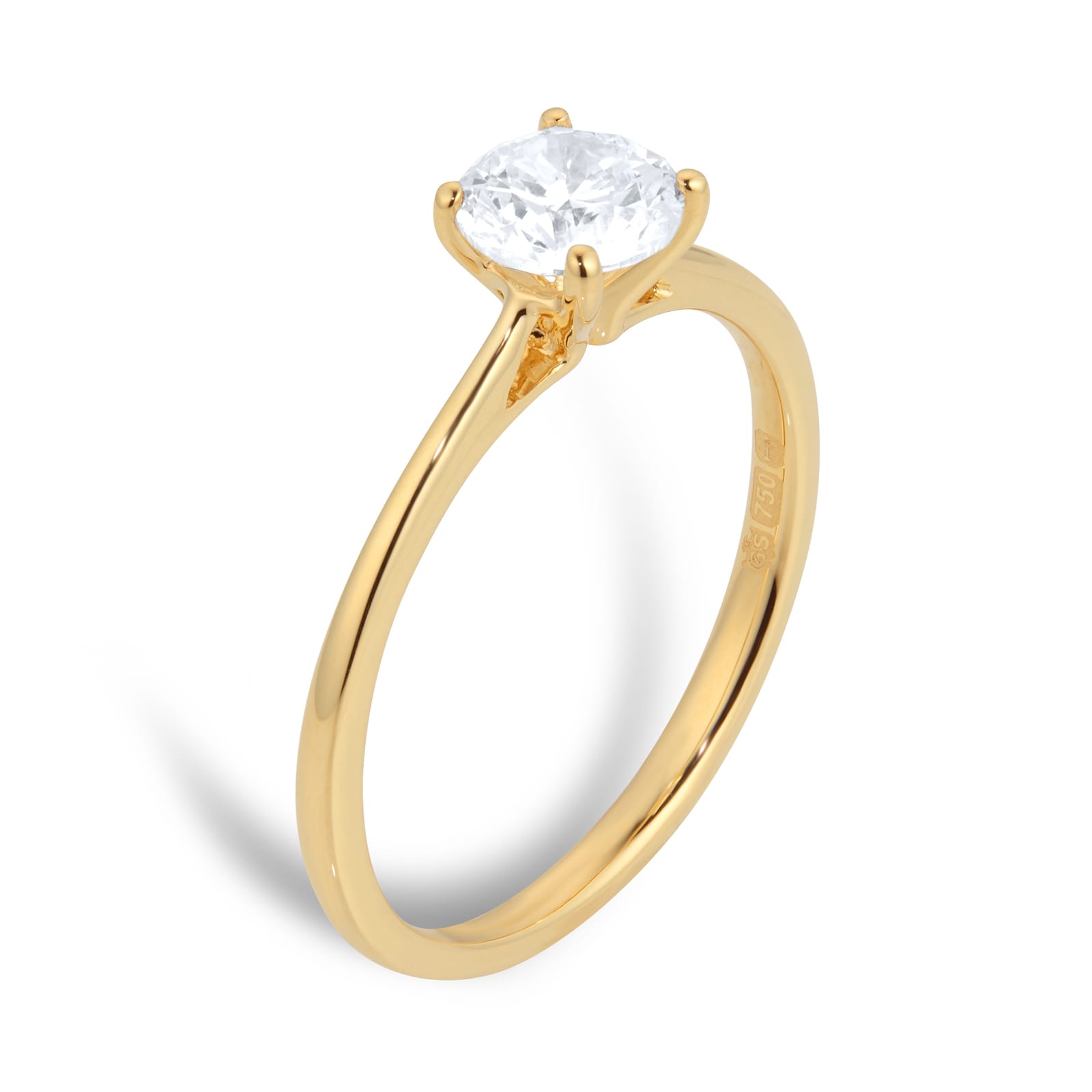 Goldsmiths 18ct Yellow Gold 0.70ct Round Solitaire Engagement Ring ...