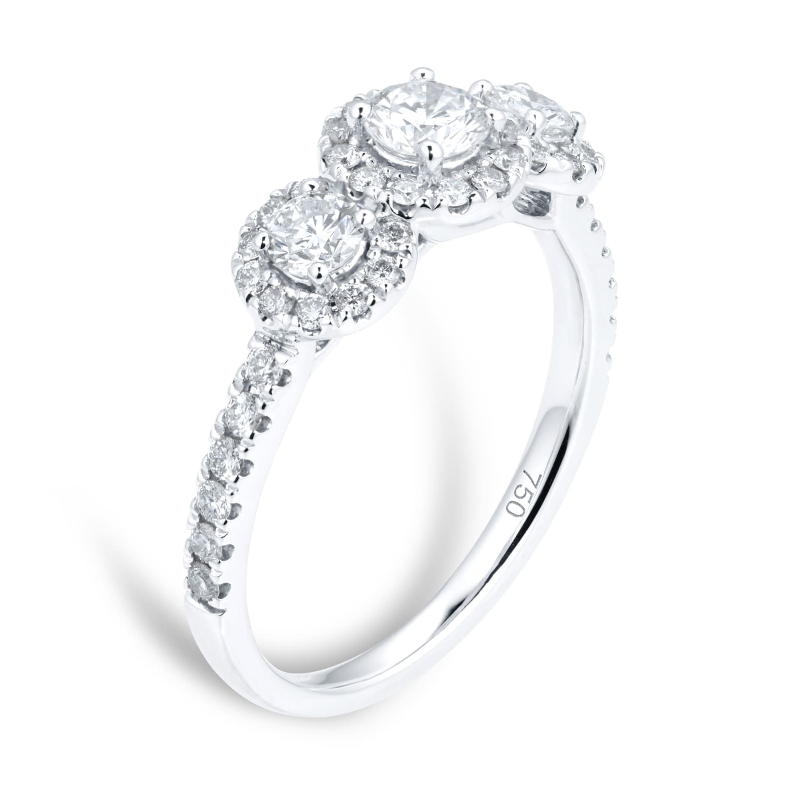 Goldsmiths 18ct White Gold Round 1ct Diamond Triple Halo Engagement ...