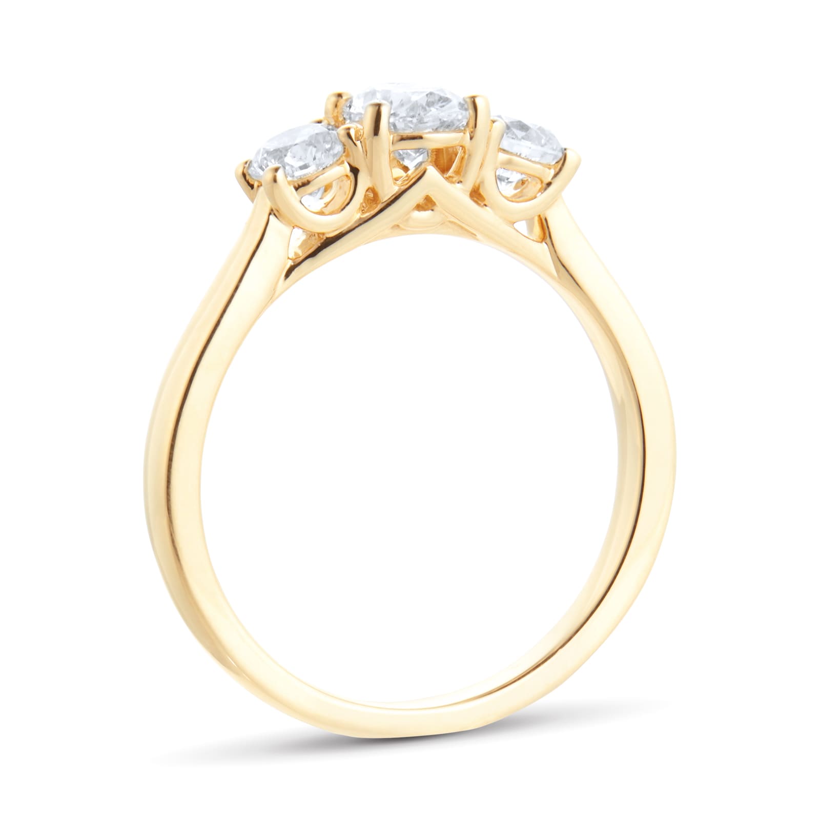 Goldsmiths 18ct Yellow Gold 0.90cttw Diamond 3 Stone Engagement Ring ...