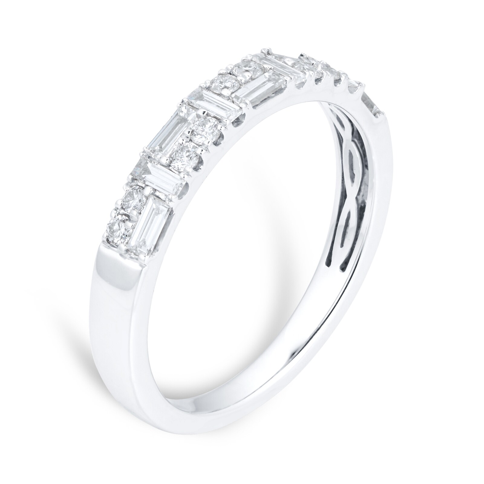 Goldsmiths 18ct White Gold 0.42cttw Mixed Cut Band Ring JEU4743 ...