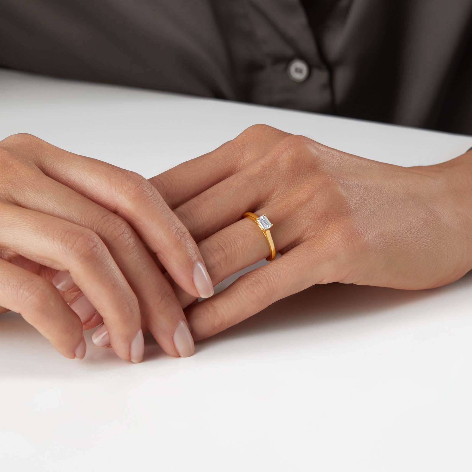 Goldsmiths 18ct Yellow Gold 0.50ct Diamond Emerald Cut Ring XGR0019 ...