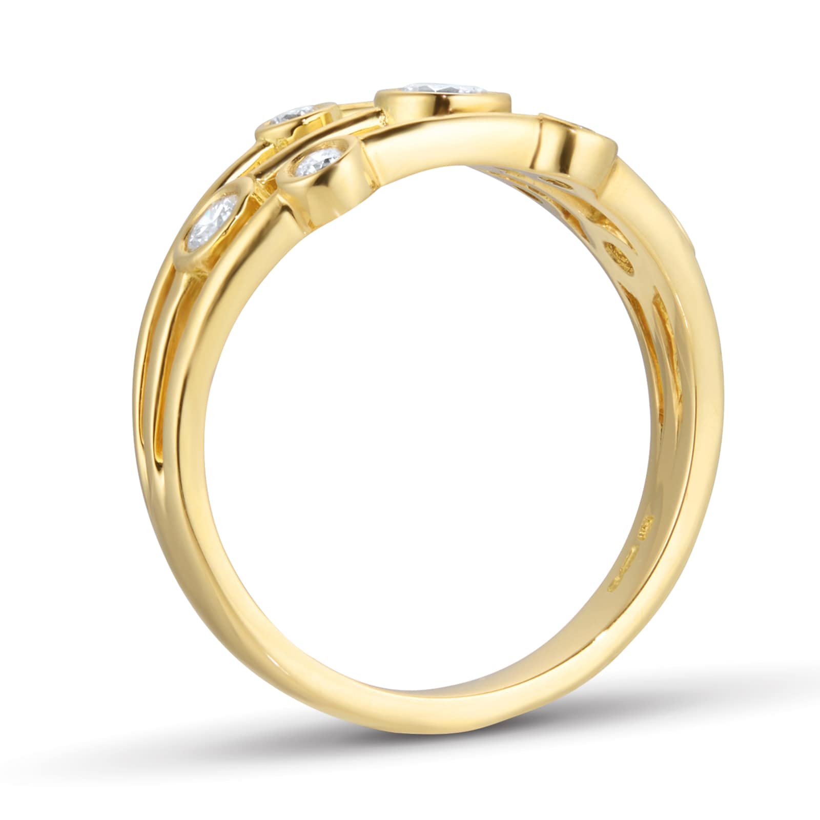 Goldsmiths 18ct Yellow Gold 0.44ct Diamond Multi Bezel Ring - Ring Size ...
