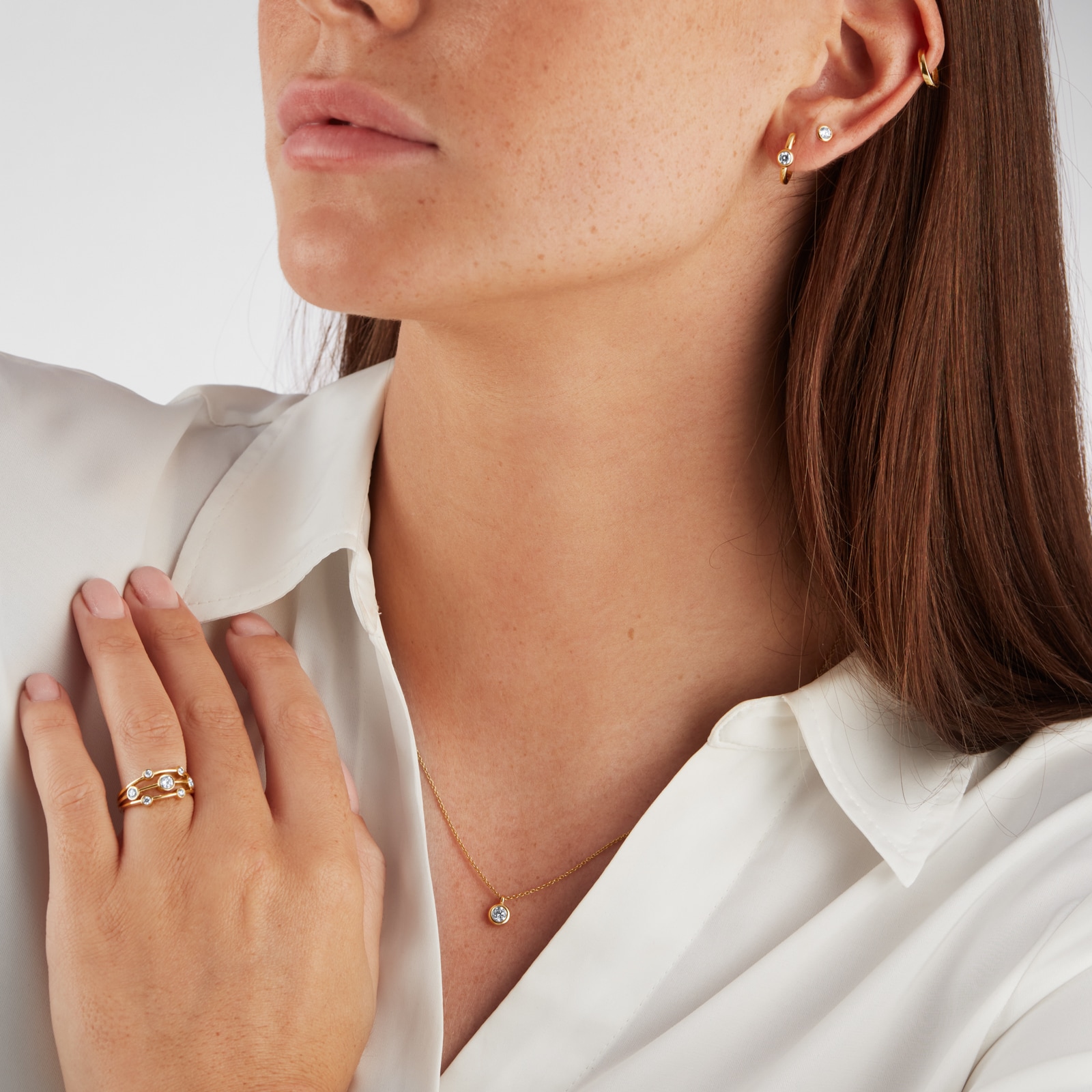 Goldsmiths 18ct Yellow Gold 0.44ct Diamond Multi Bezel Ring - Ring Size ...