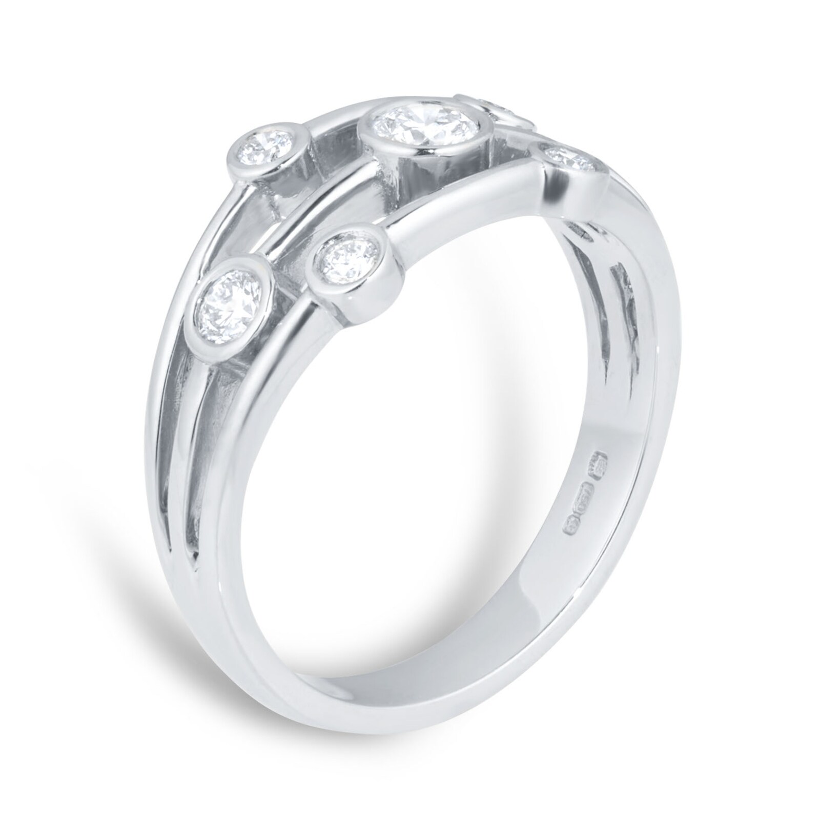 Goldsmiths 18ct White Gold 0.44ct Diamond Multi Bezel Ring - Ring Size ...