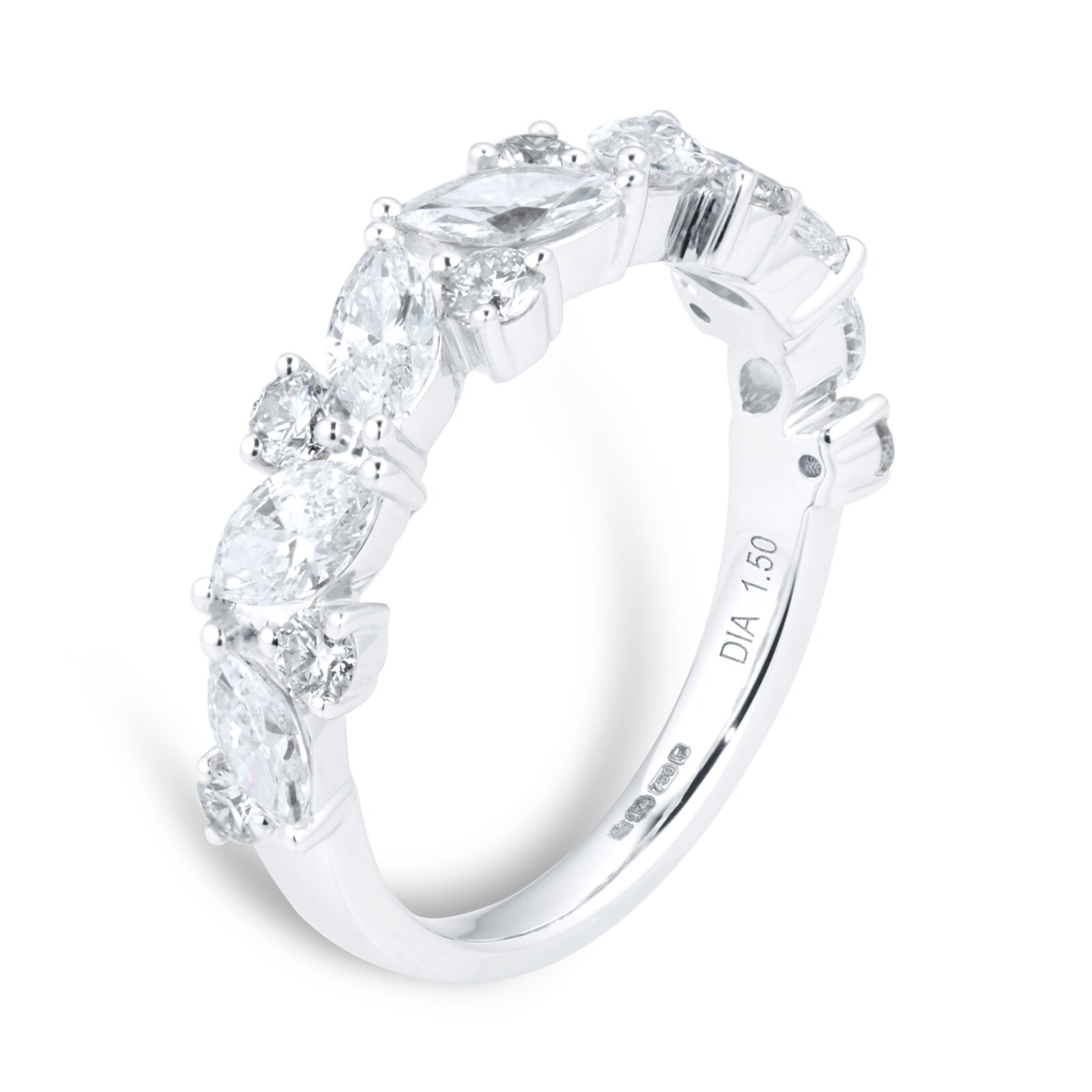 Goldsmiths 18ct White Gold 1.50cttw Mixed Cut Diamond Eternity Ring RA4548DH18KW | Goldsmiths