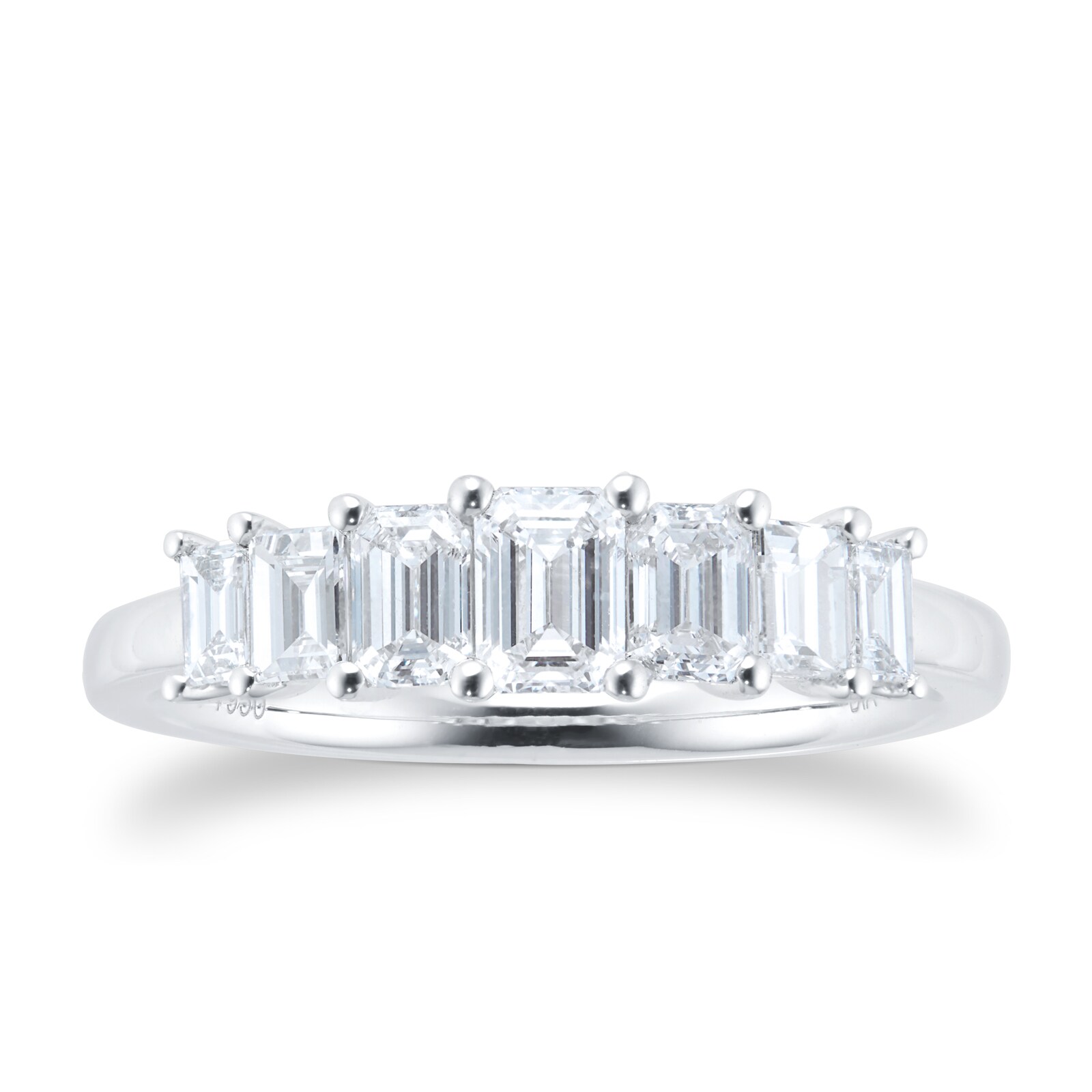 Goldsmiths Platinum 1.00cttw Diamond Emerald Cut Graduated Claw ...