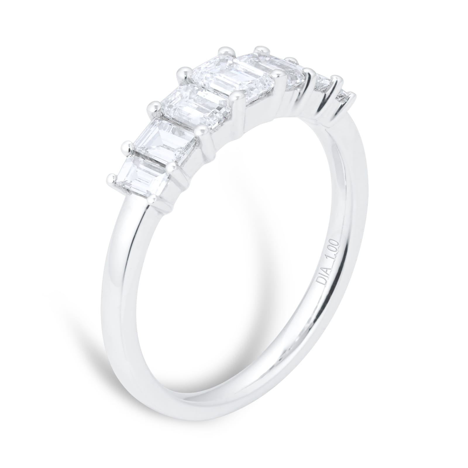 Goldsmiths Platinum 1.00cttw Diamond Emerald Cut Graduated Claw ...