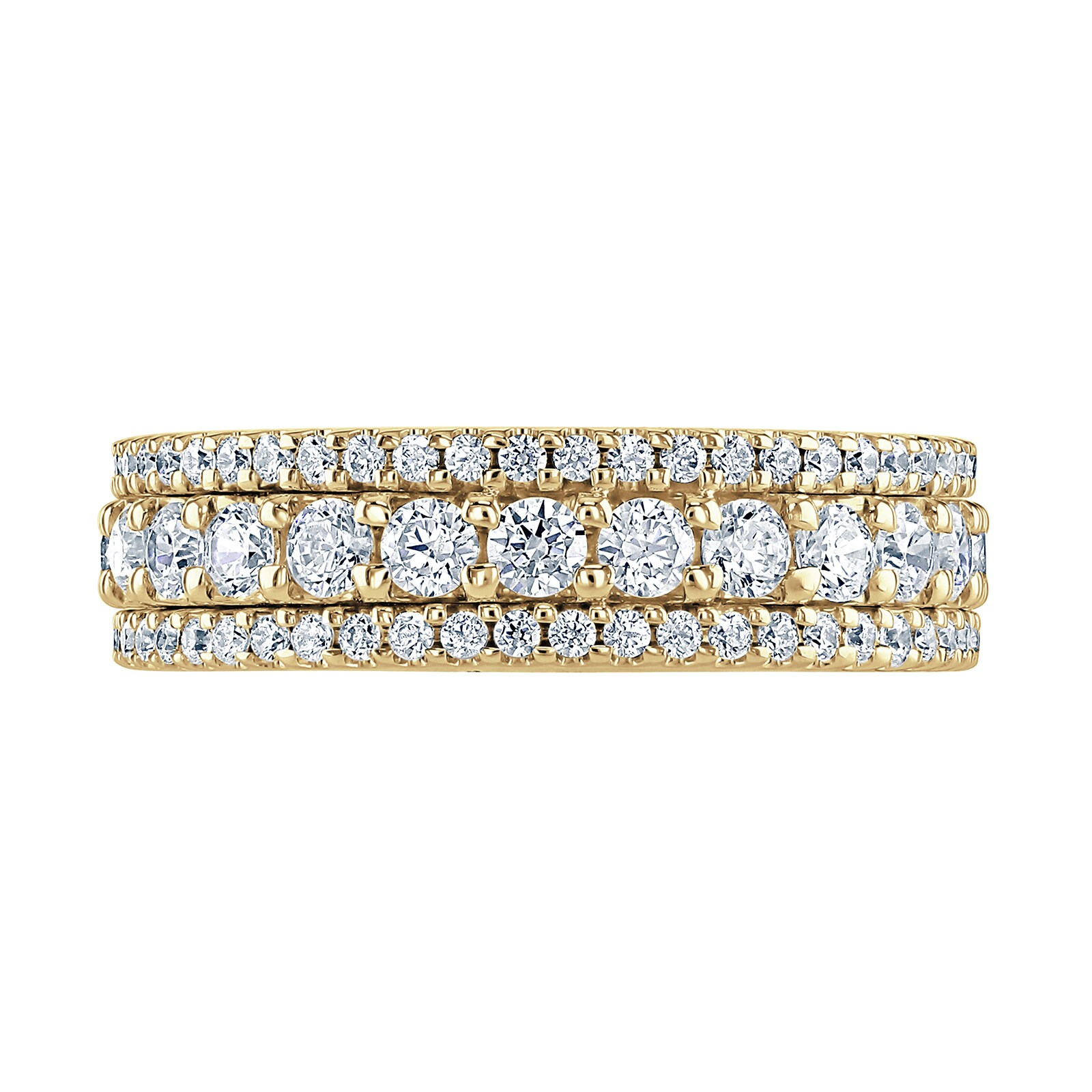 Goldsmiths 18ct Yellow Gold 1.44cttw Triple Row Claw Set Diamond Full ...