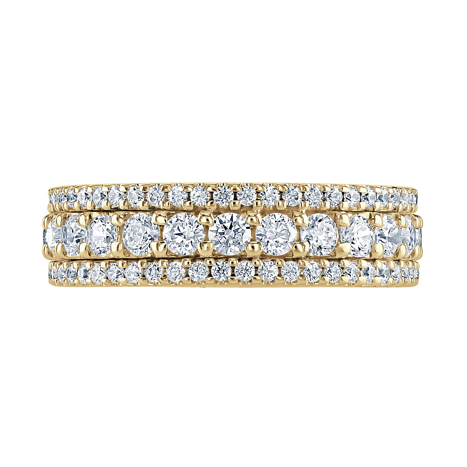 Goldsmiths 18ct Yellow Gold 1.44cttw Triple Row Claw Set Diamond Full ...