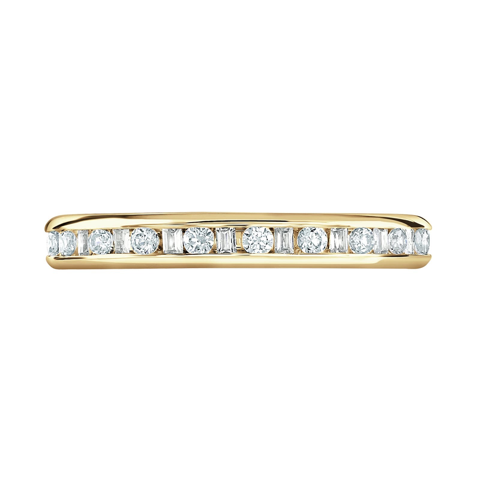 Goldsmiths 18ct Yellow Gold 1.00cttw Channel Set Dot Dash Diamond Full ...