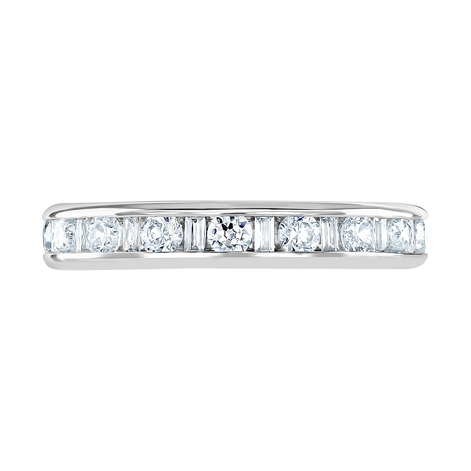 Goldsmiths 18ct White Gold 1.50cttw Channel Set Dot Dash Diamond Full Eternity Ring - Ring Size ...