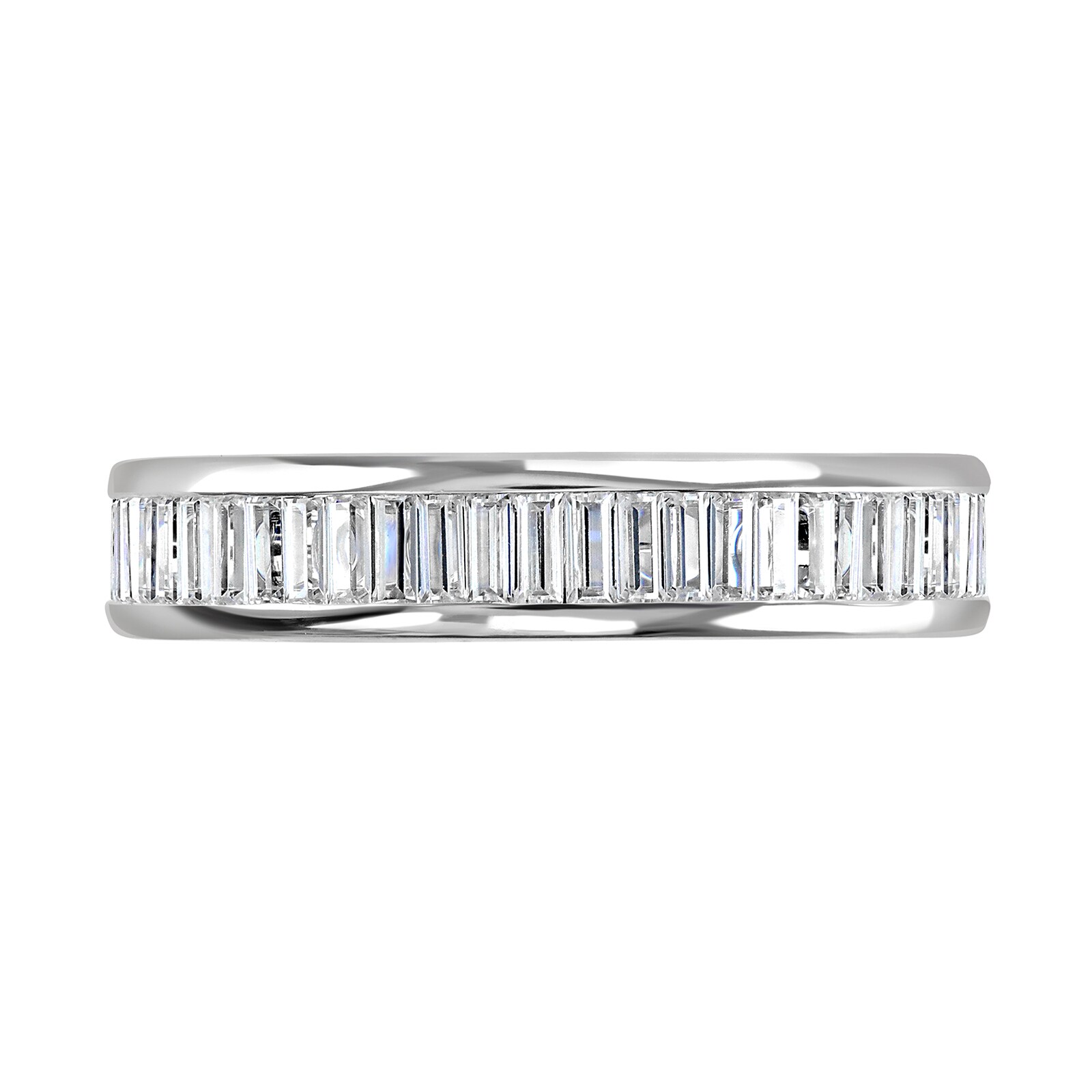 Goldsmiths 18ct White Gold 2.05cttw Baguette Cut Channel Set Diamond Full Eternity Ring - Ring ...