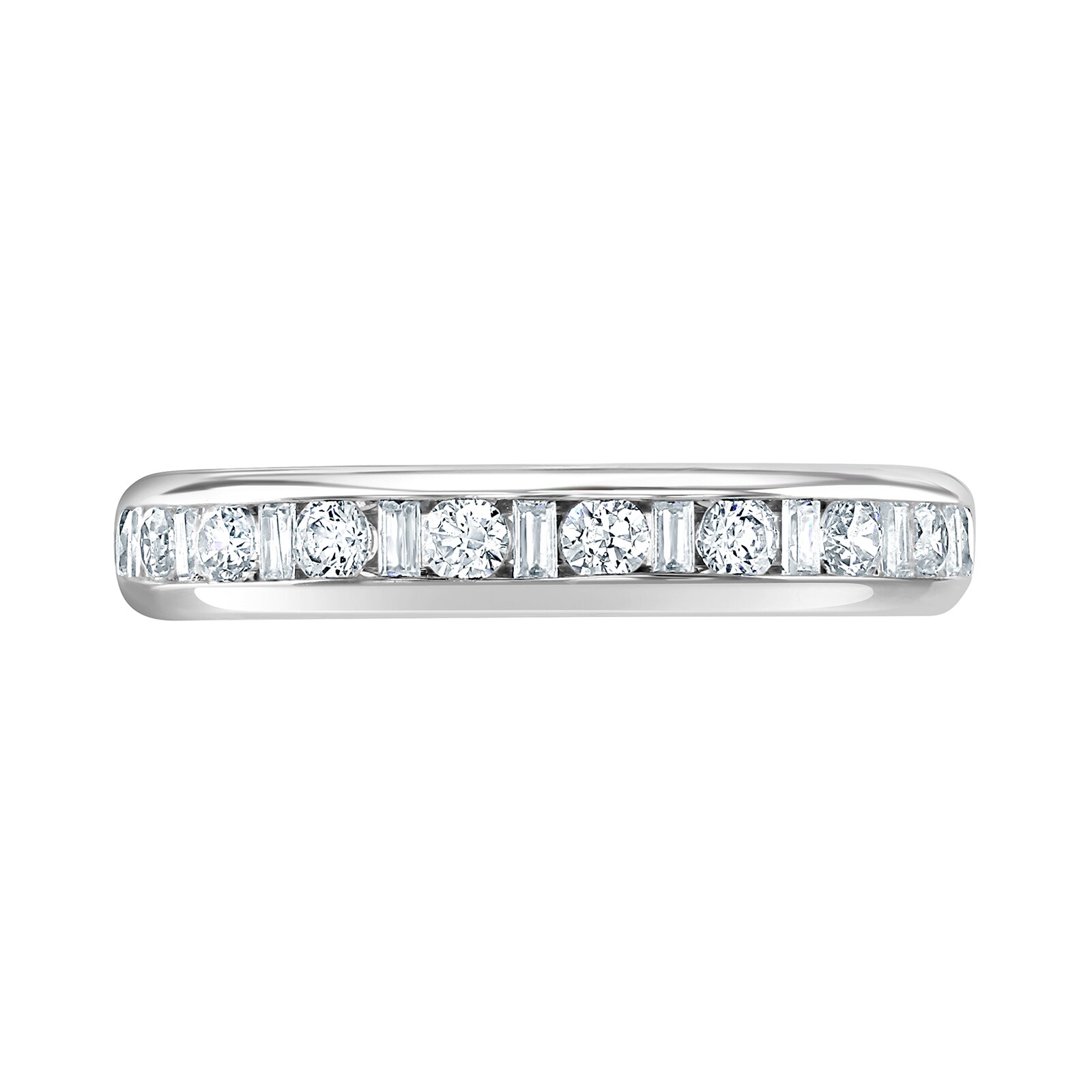Goldsmiths 18ct White Gold 0.50cttw Channel Set Dot Dash Diamond Half Eternity Ring - Ring Size ...