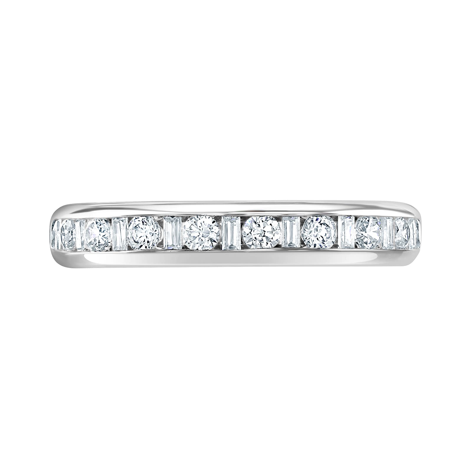 Goldsmiths 18ct White Gold 0.50cttw Channel Set Dot Dash Diamond Half Eternity Ring - Ring Size ...