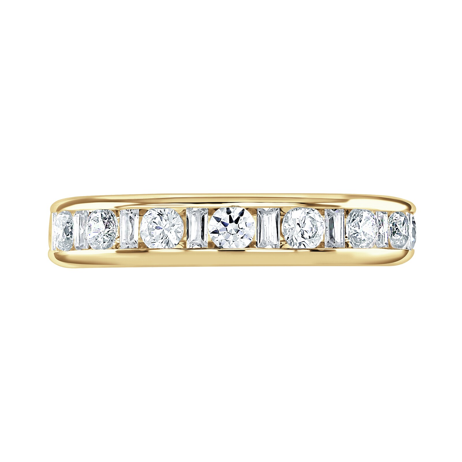 Goldsmiths 18ct Yellow Gold 1.00cttw Channel Set Dot Dash Diamond Half ...