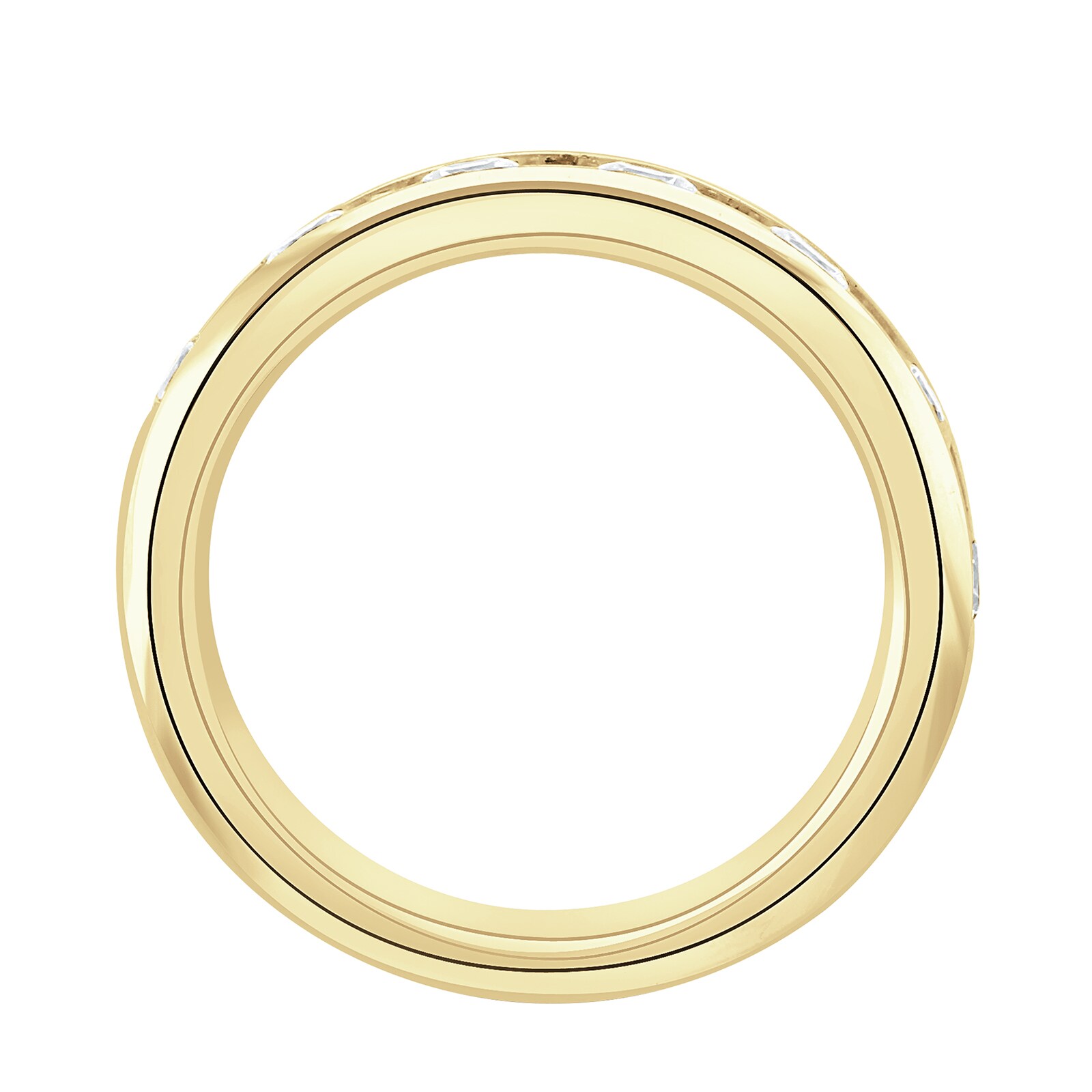 Goldsmiths 9ct Yellow Gold 1.40cttw Channel Set Dot Dash Diamond Half ...