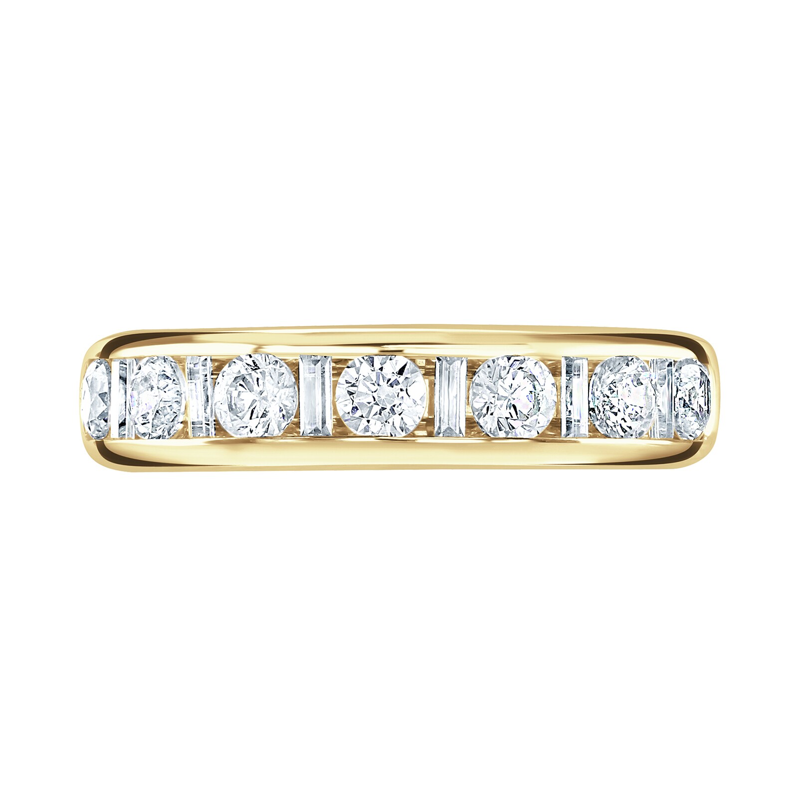 Goldsmiths 9ct Yellow Gold 1.40cttw Channel Set Dot Dash Diamond Half ...