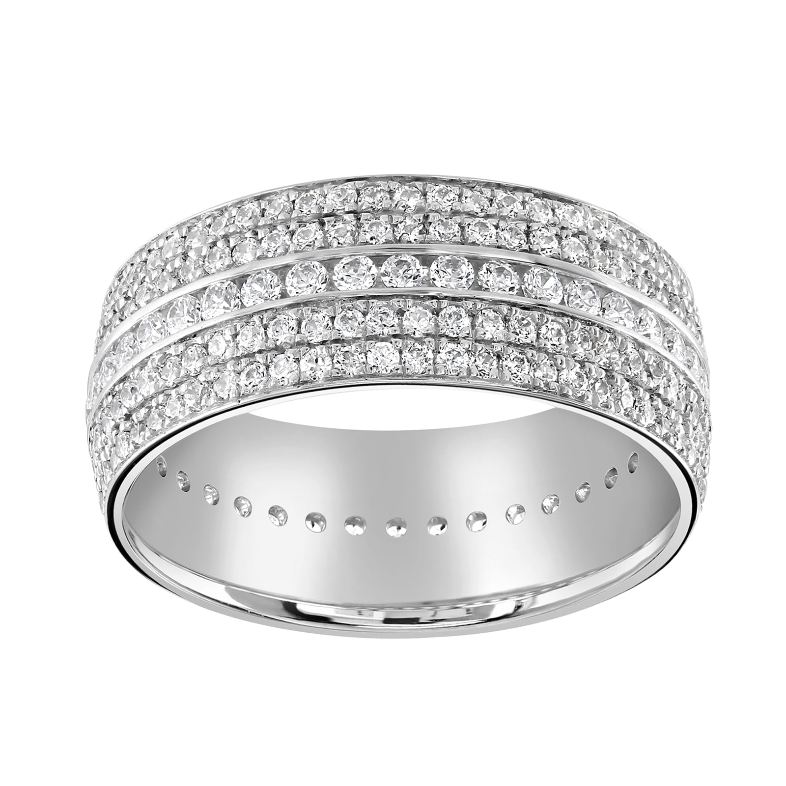 Goldsmiths 18ct White Gold 1.25cttw Five Row Channel Set Diamond Full Eternity Ring - Ring Size ...