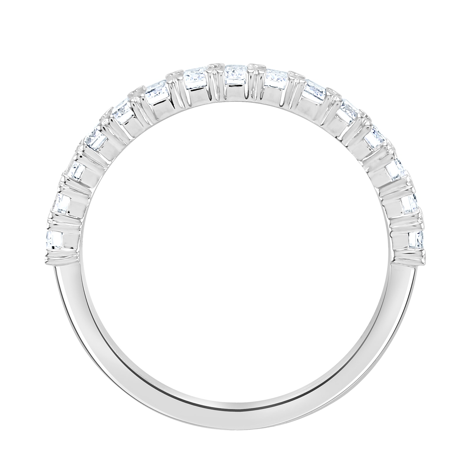 Goldsmiths 18ct White Gold 1.33cttw Emerald Cut Claw Set Half Eternity Ring - Ring Size Z ...