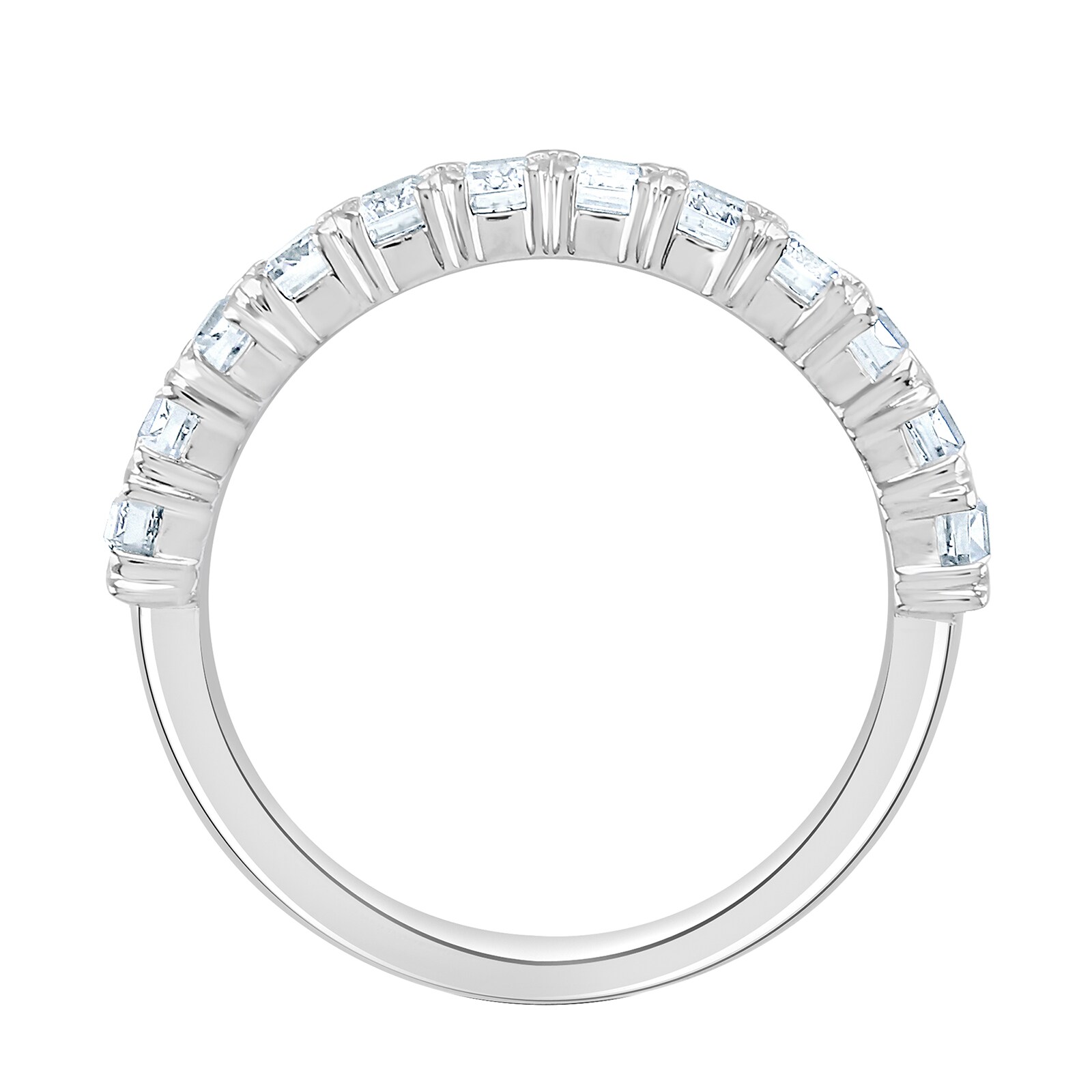 Goldsmiths 9ct White Gold 1.59cttw Emerald Cut Claw Set Half Eternity ...