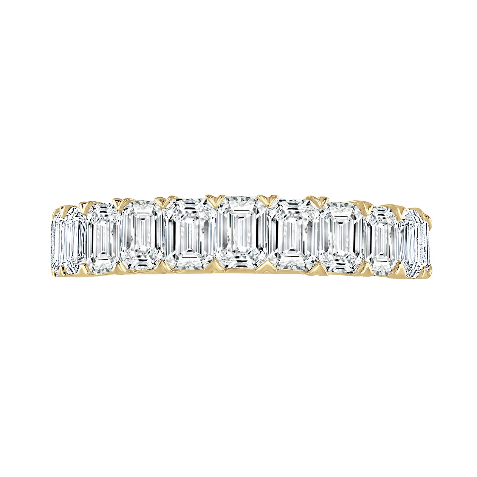 Goldsmiths 18ct Yellow Gold 2.19 Carat Emerald Cut Half Eternity Ring ...