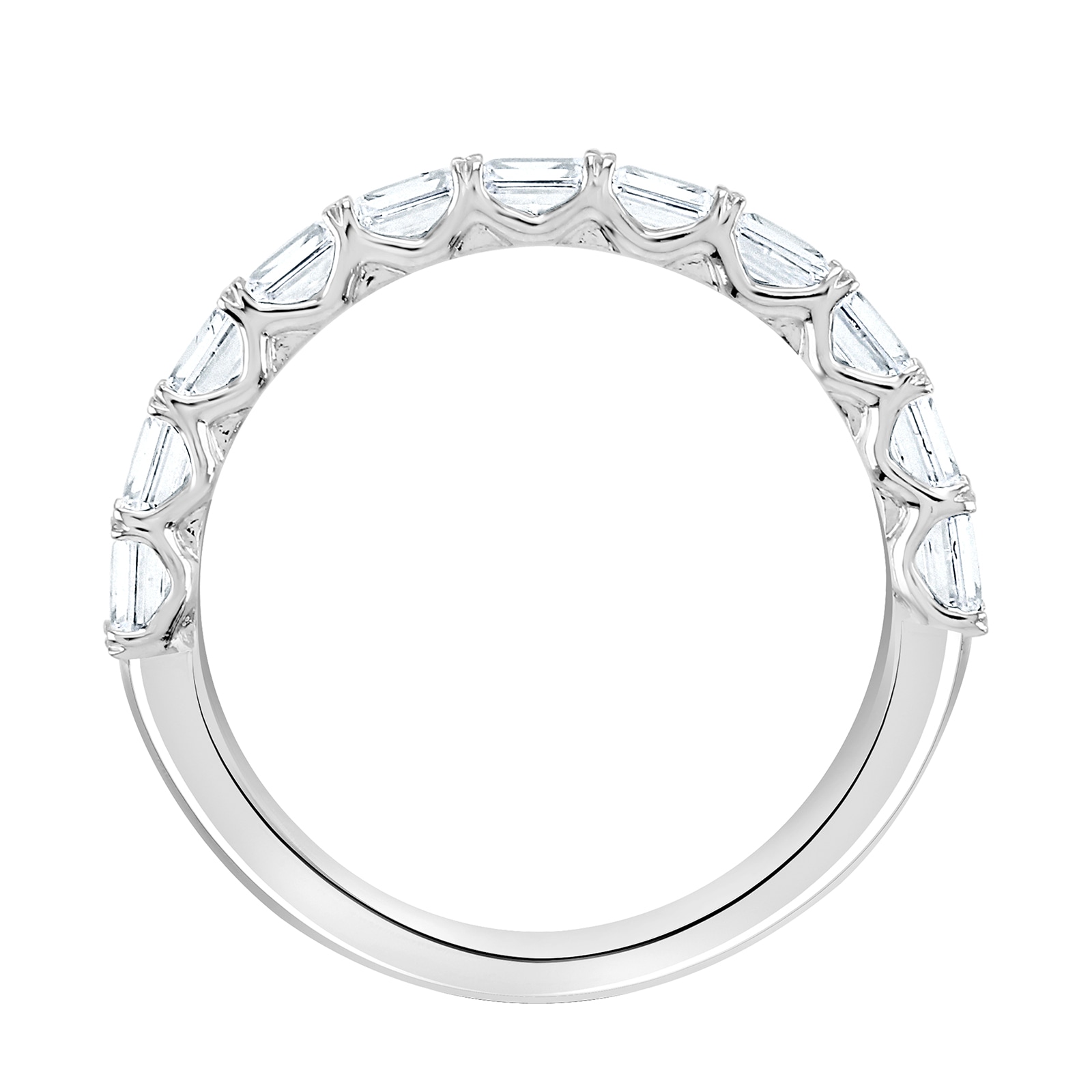 Goldsmiths 9ct White Gold 0.78 Carat Emerald Cut Half Eternity Ring ...