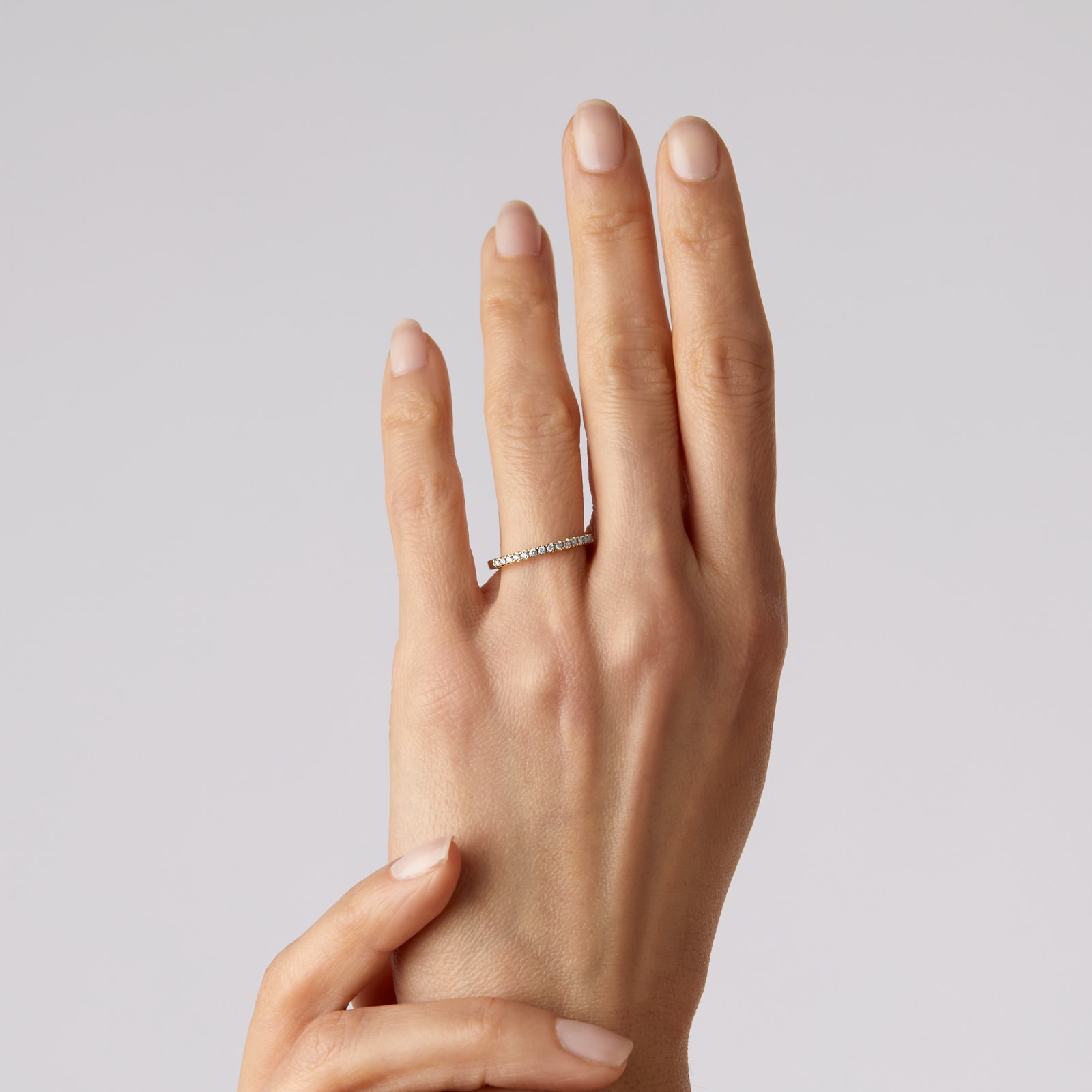 Goldsmiths 9ct Yellow Gold 0.15cttw Half Set Diamond Stacker Eternity ...