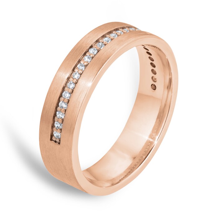 Goldsmiths 18ct Rose Gold 6mm 0.26ct Brilliant Cut Grain Set Diamond ...