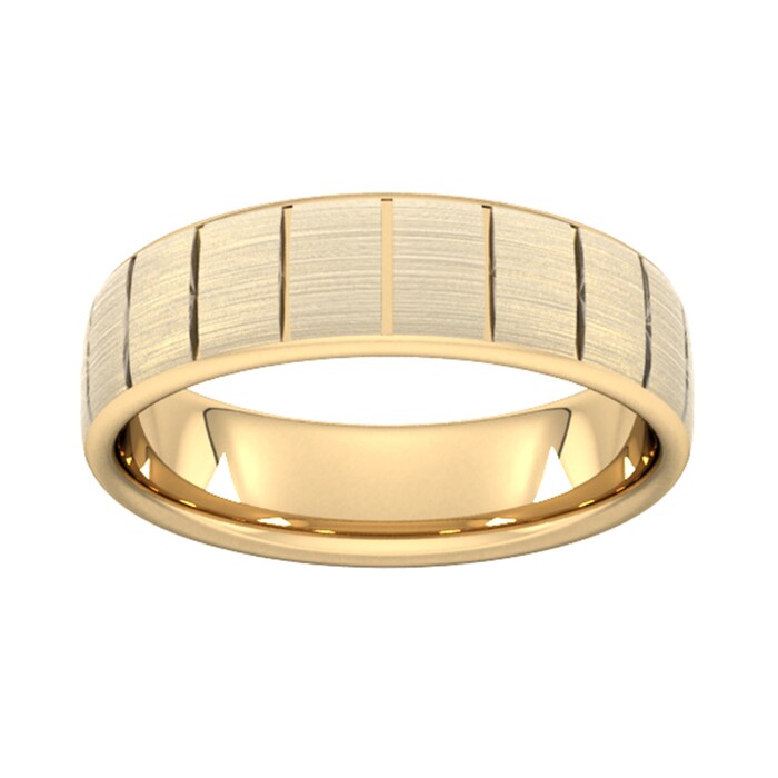 Goldsmiths 6mm Traditional Court Heavy Vertical Lines Wedding Ring In ...