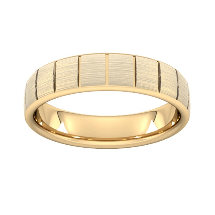Goldsmiths 5mm D Shape Heavy Vertical Lines Wedding Ring In 9 Carat ...