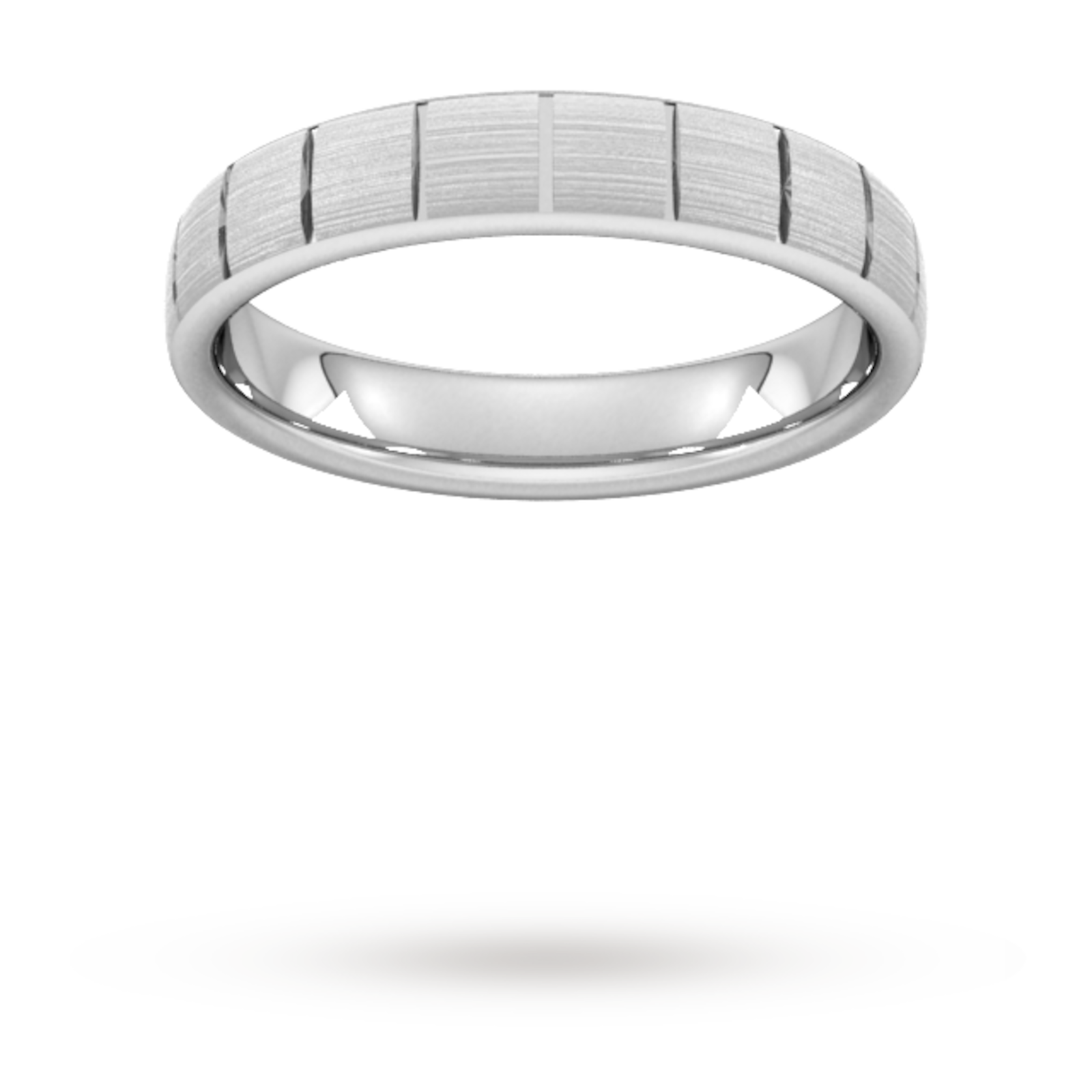 Goldsmiths 4mm Traditional Court Heavy Vertical Lines Wedding Ring In ...