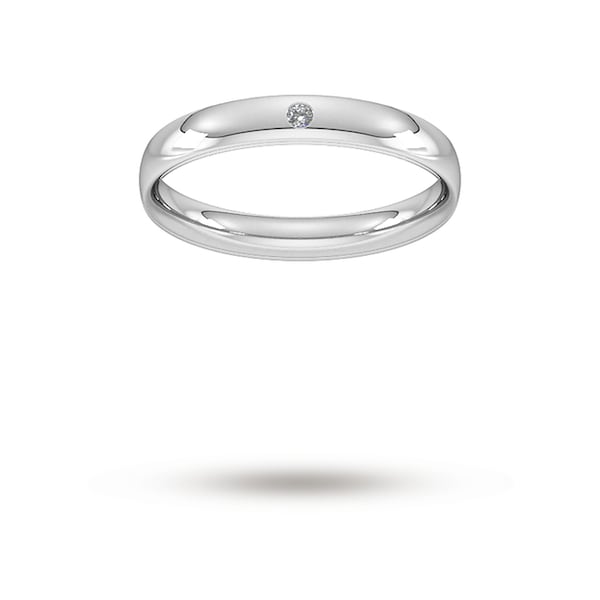 Goldsmiths 3mm Brilliant Cut Rub Over Diamond Set Wedding Ring In ...
