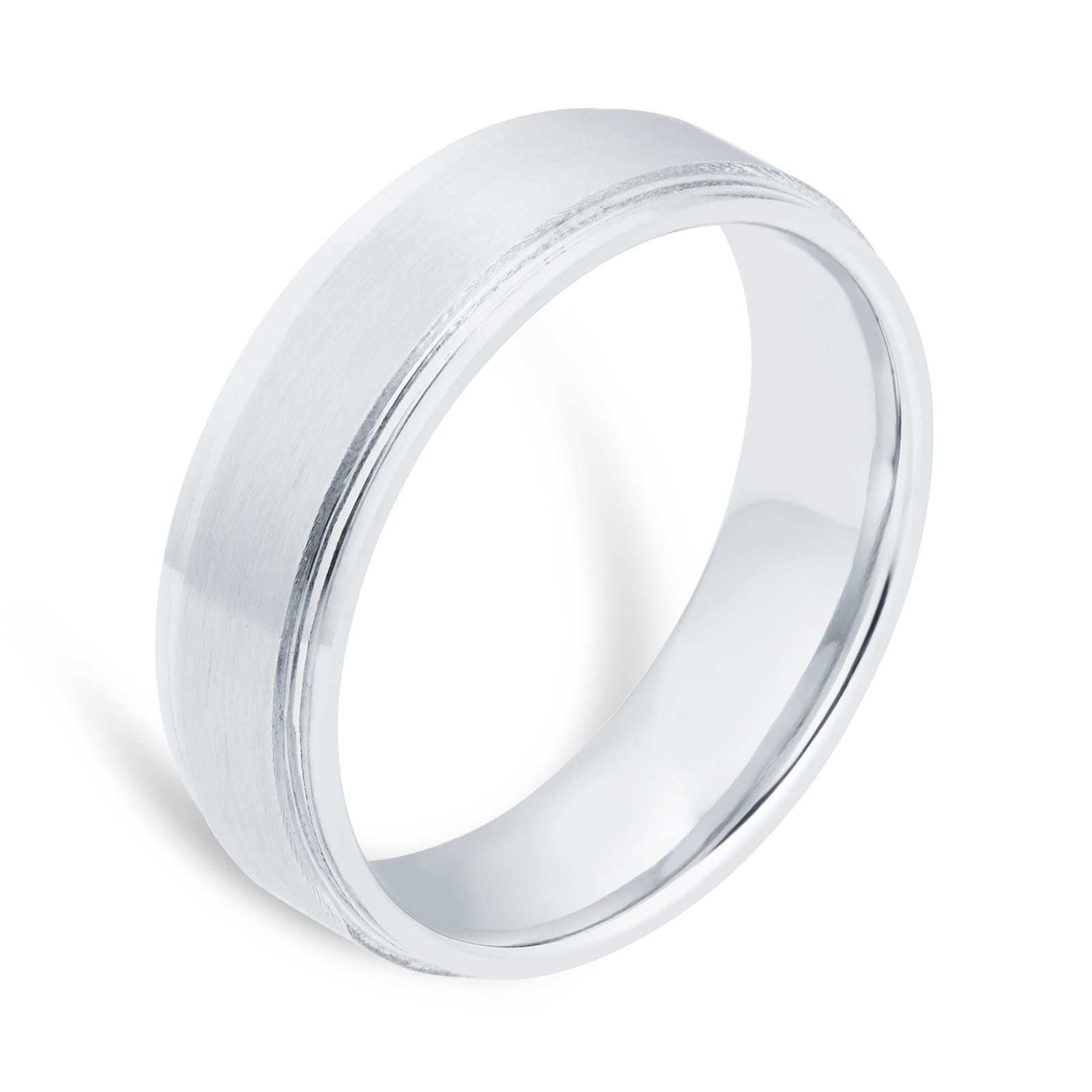 Goldsmiths Platinum 6mm Fancy Raised Edge Wedding Ring GSGM6 DOUBLE ...