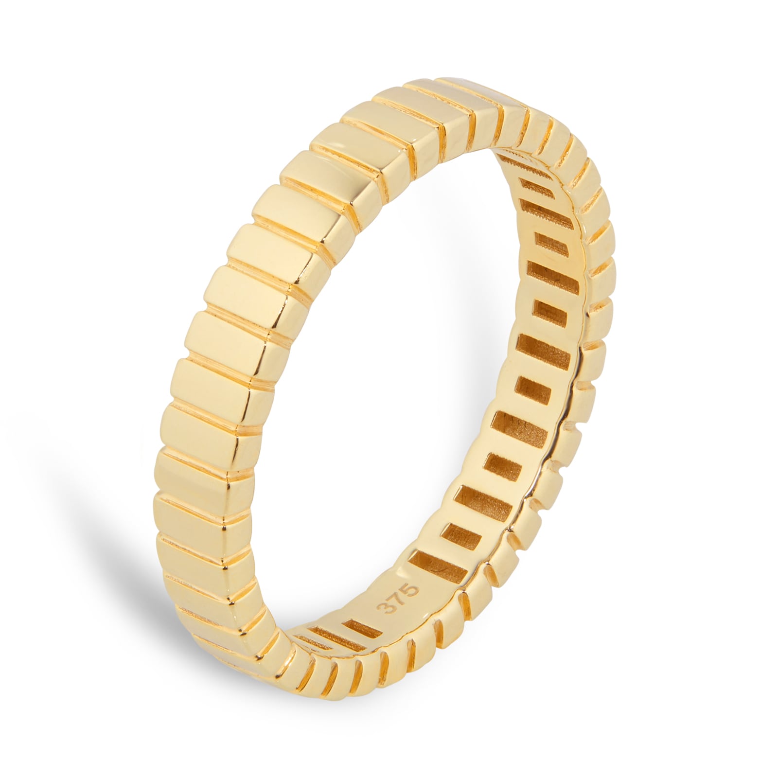 Goldsmiths 9ct Yellow Gold Ridge Thin Band Ring 02.CA1509.56.01 ...