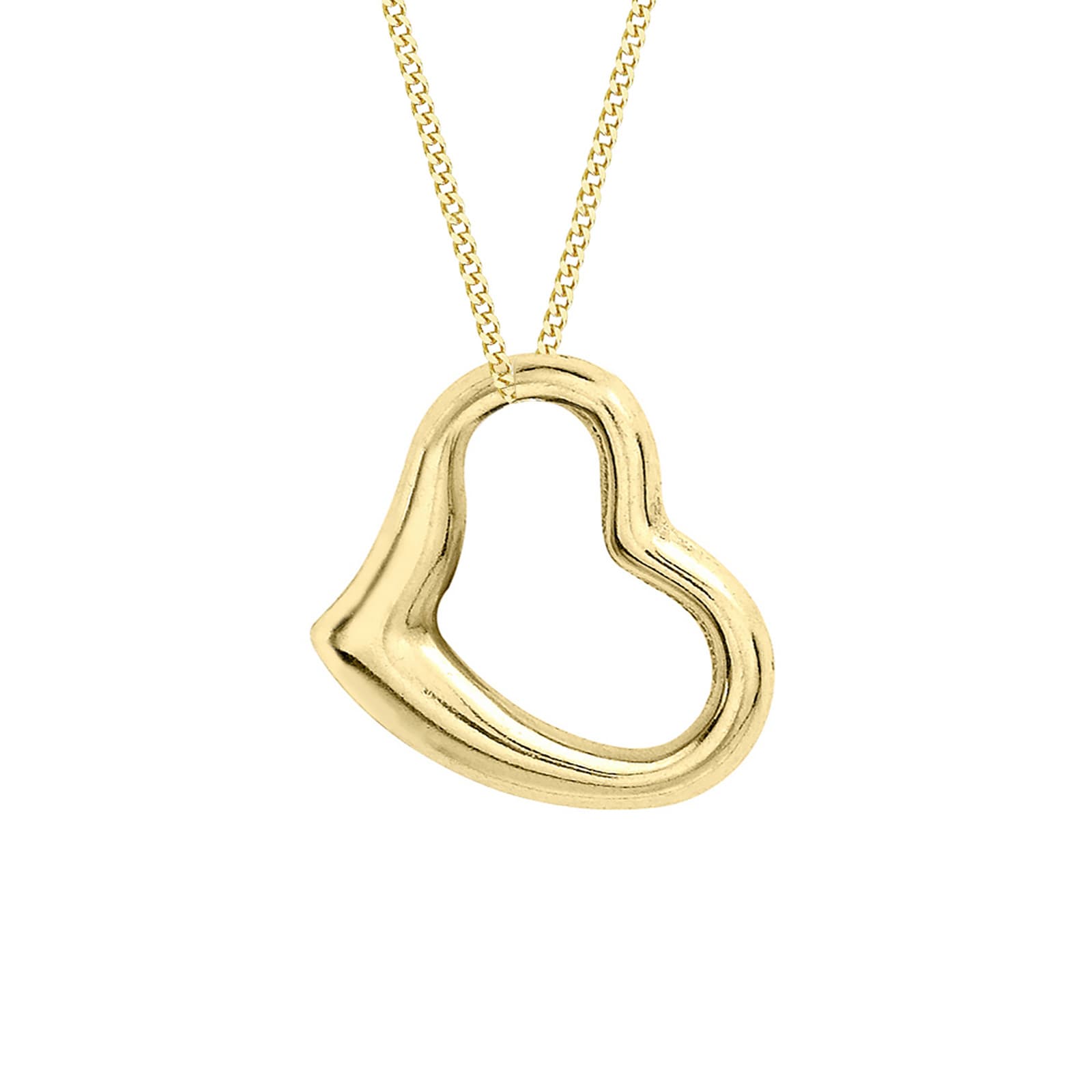 Goldsmiths 9ct Yellow Gold Small Floating Heart Pendant 1.42.8034 ...
