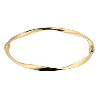 Goldsmiths 9ct Yellow Gold Wave Bangle 9/10 9CTYG | Goldsmiths