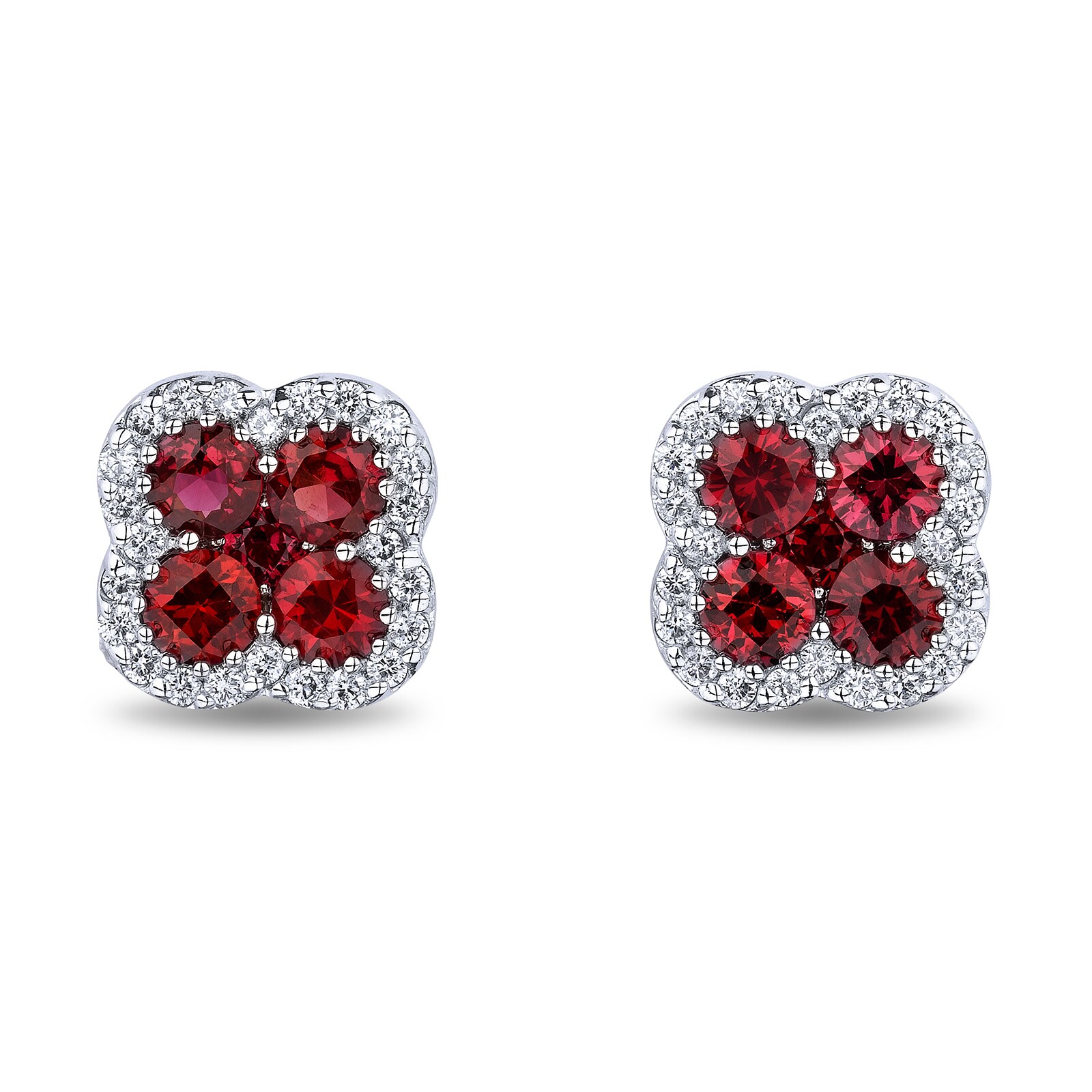 Mayors 18k White Gold 1.36cttw Ruby and 0.24cttw Diamond Cluster ...