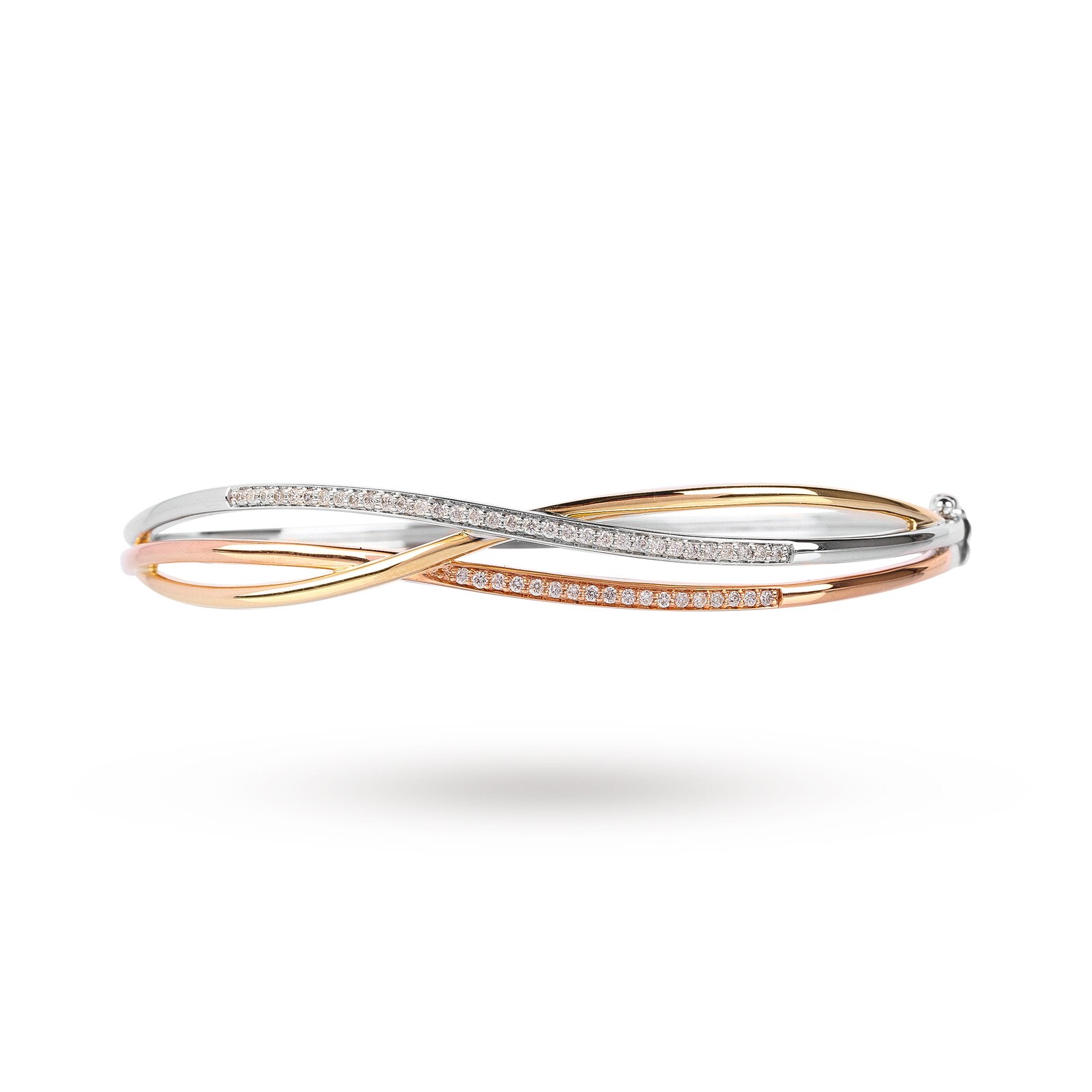 Goldsmiths 9ct Tri Tone 0.33ct Diamond Bangle LA3053D69KTTP | Goldsmiths