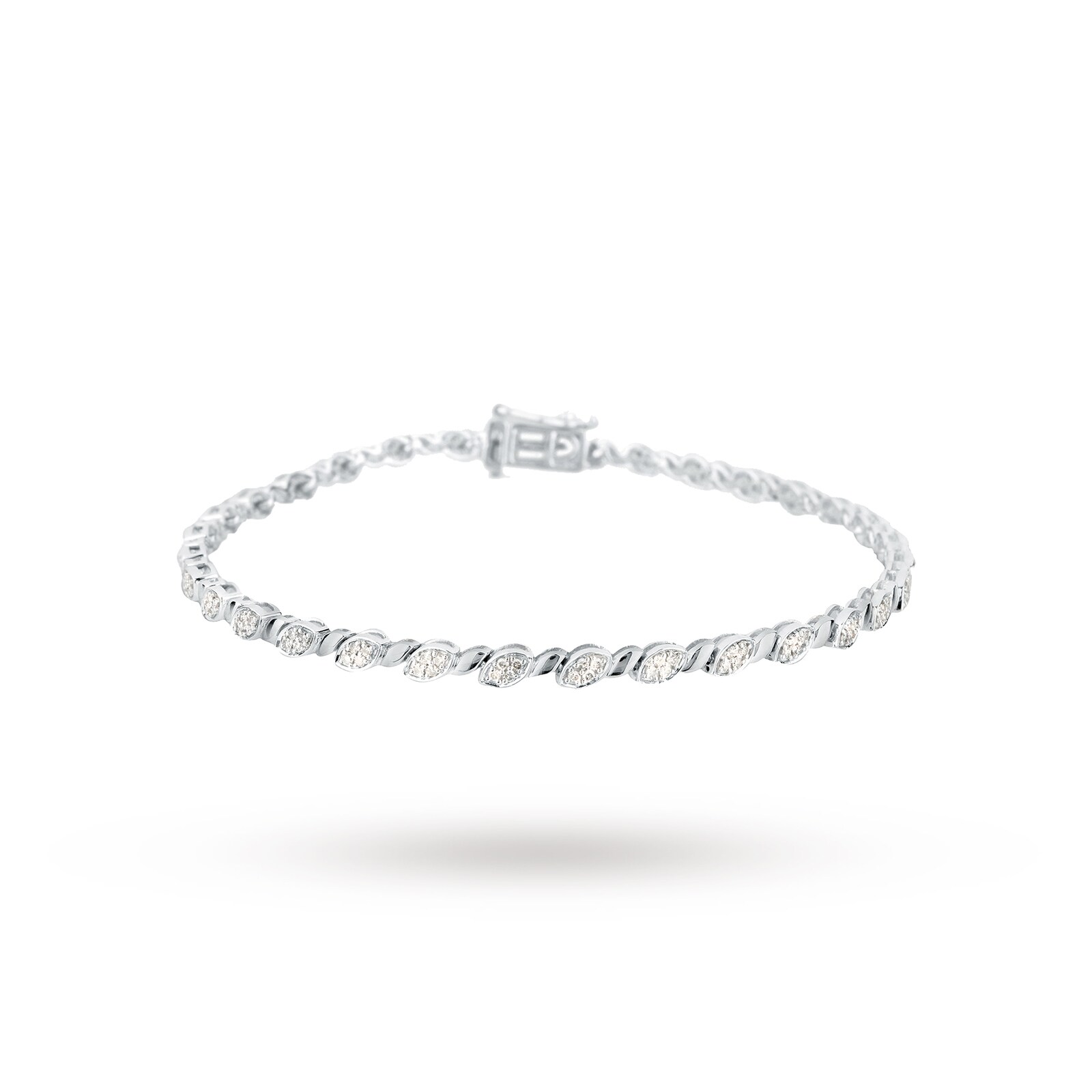 Goldsmiths 9ct White Gold 0.50cttw Cluster Line Bracelet CPD8742B.50 ...