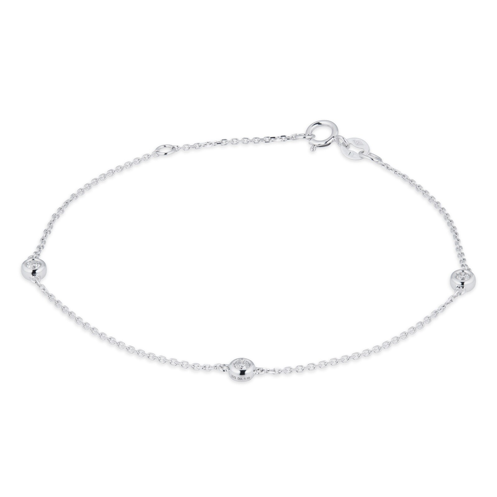 Goldsmiths 9ct White Gold 0.10cttw Diamond Rubbover Setting Bracelet ...
