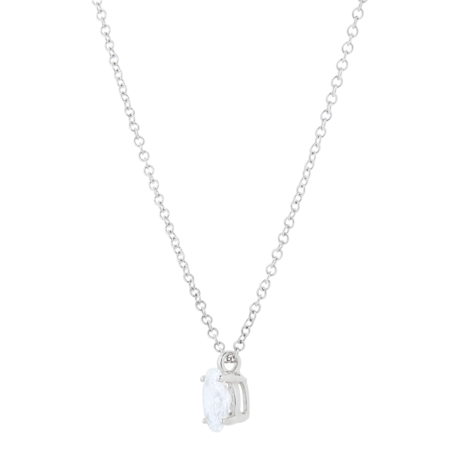 Goldsmiths Platinum 0.50ct Diamond Oval Floating Solitaire Pendant 18 ...