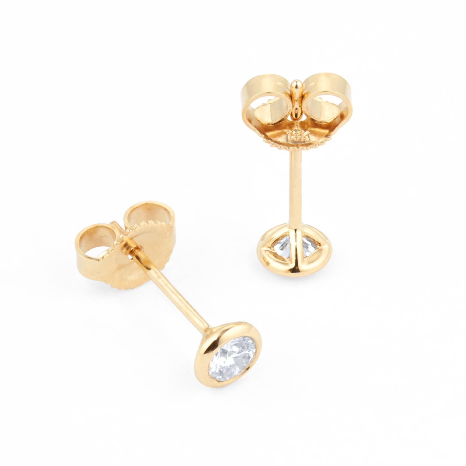 Goldsmiths 18ct Yellow Gold 0.26ct Bezel Set Diamond Stud Earrings ...