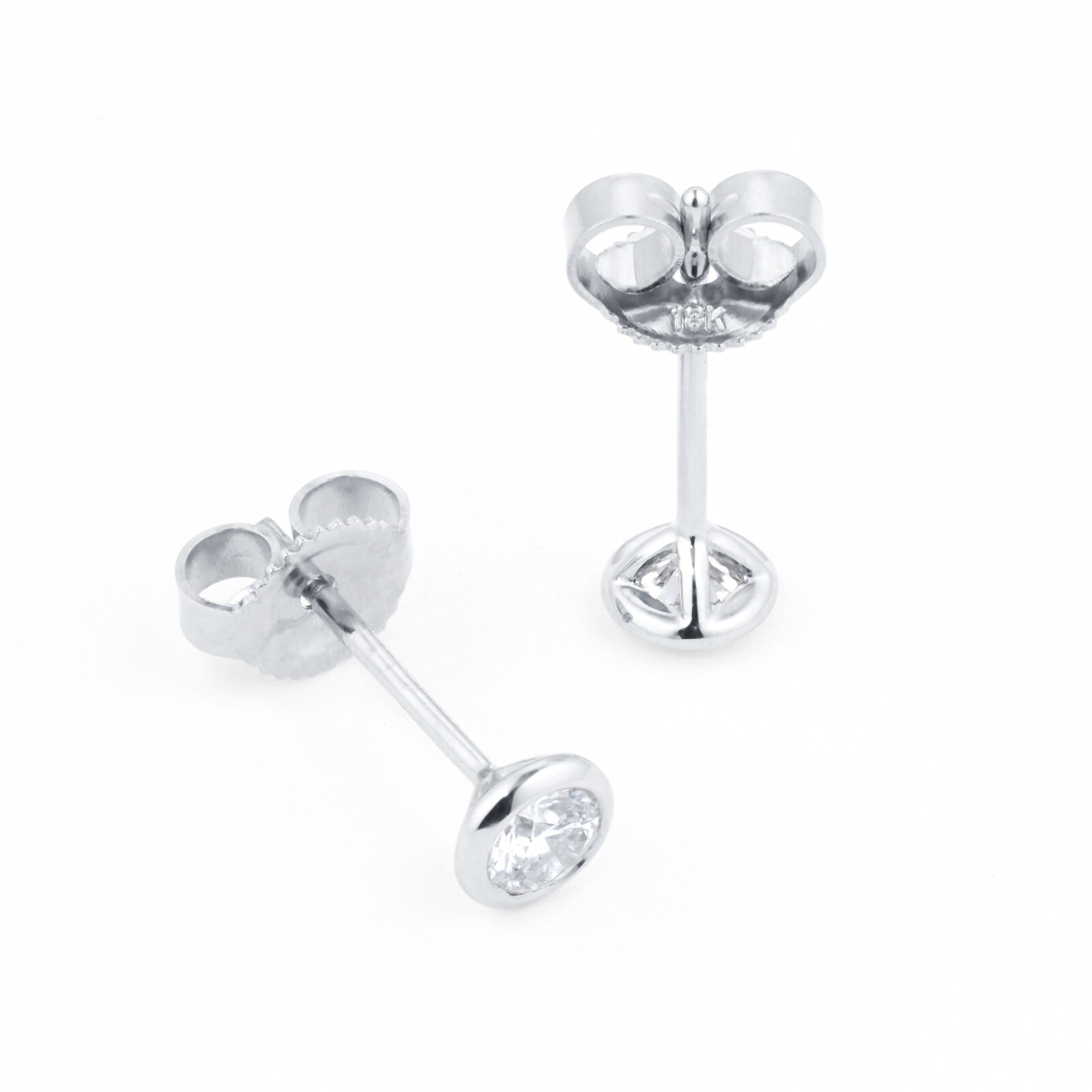 Goldsmiths 18ct White Gold 0.26ct Bezel Set Diamond Stud Earrings EA4529DH18KW | Goldsmiths