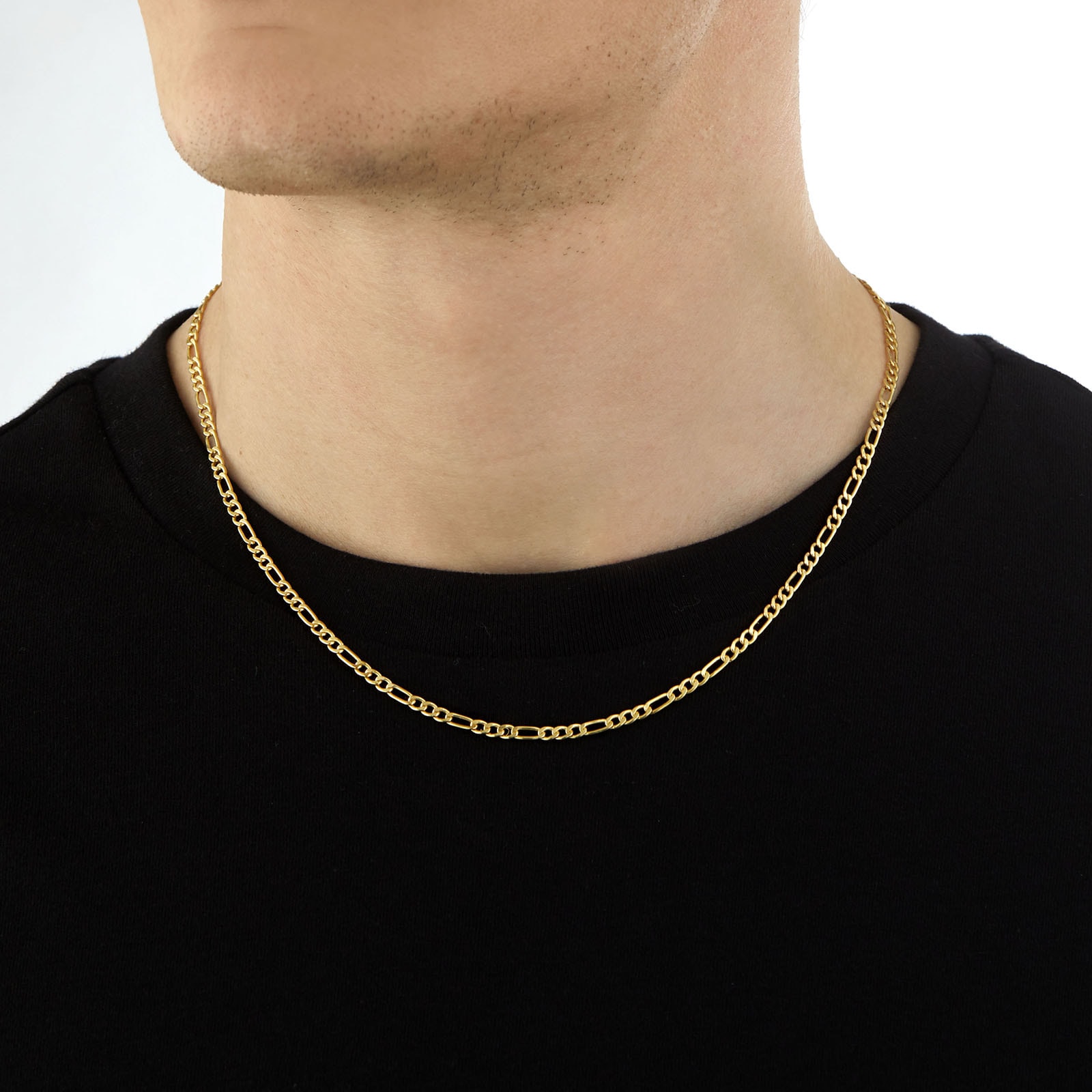 Goldsmiths 9ct Yellow Gold Thin Hollow Figaro Chain 1.15.0115. | Goldsmiths