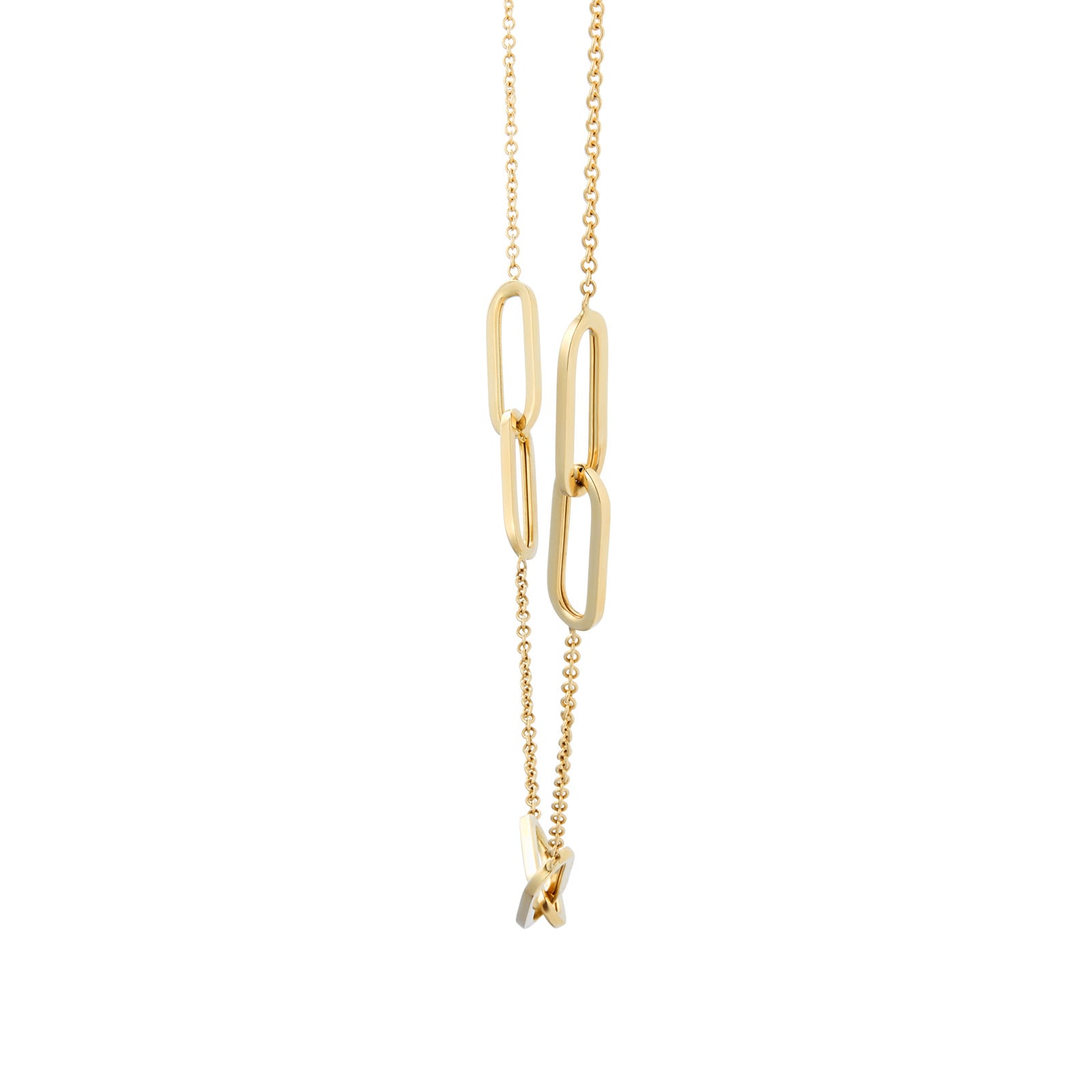 Goldsmiths 9ct Yellow Gold Rectangular Link Station Necklace G063/C | Goldsmiths