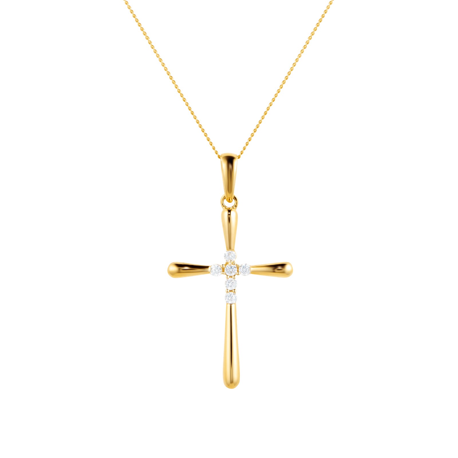 Goldsmiths 9ct Yellow Gold Cubic Zirconia Cross Pendant BG61426720WH ...
