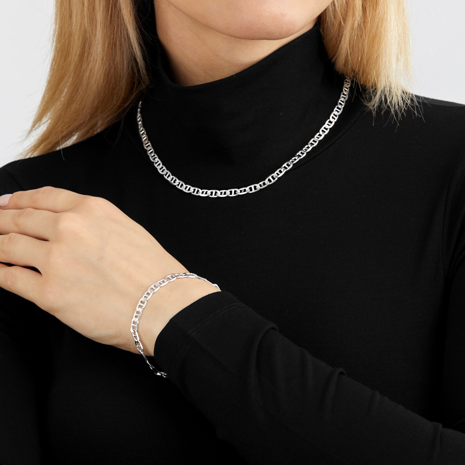 Goldsmiths Sterling Silver Rambo Chain Necklace 8.16.0444 | Goldsmiths